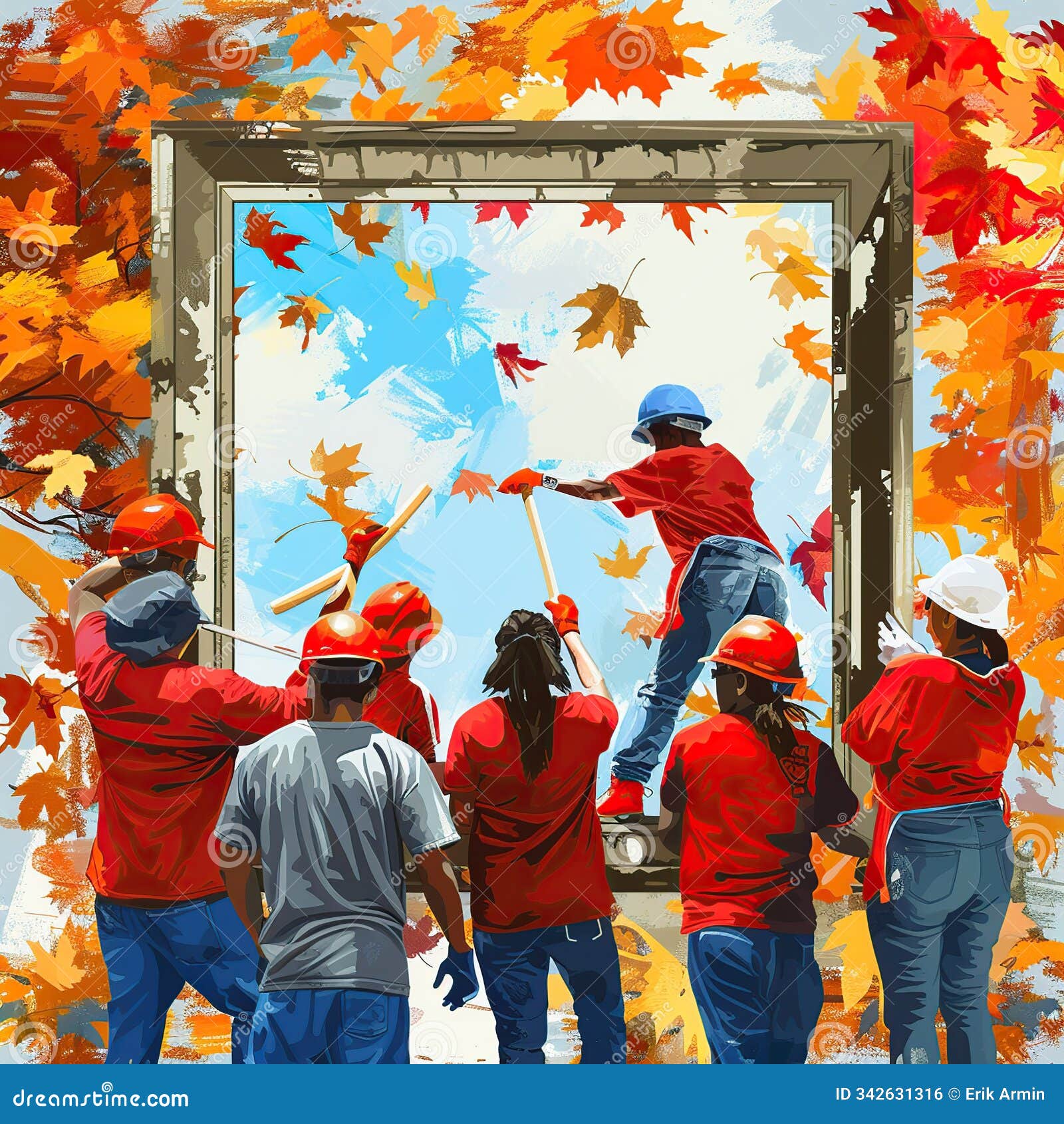 Frame Design Featuring Volunteer Activities for National Make a ...