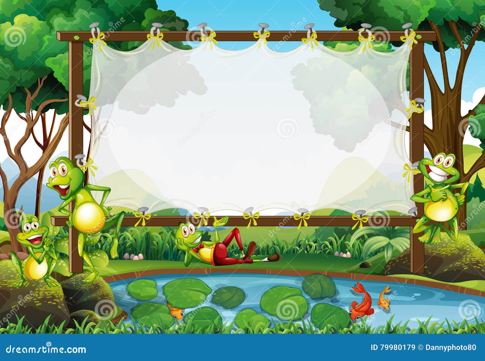 Frame Design with Frogs in the Pond Stock Vector - Illustration of ...