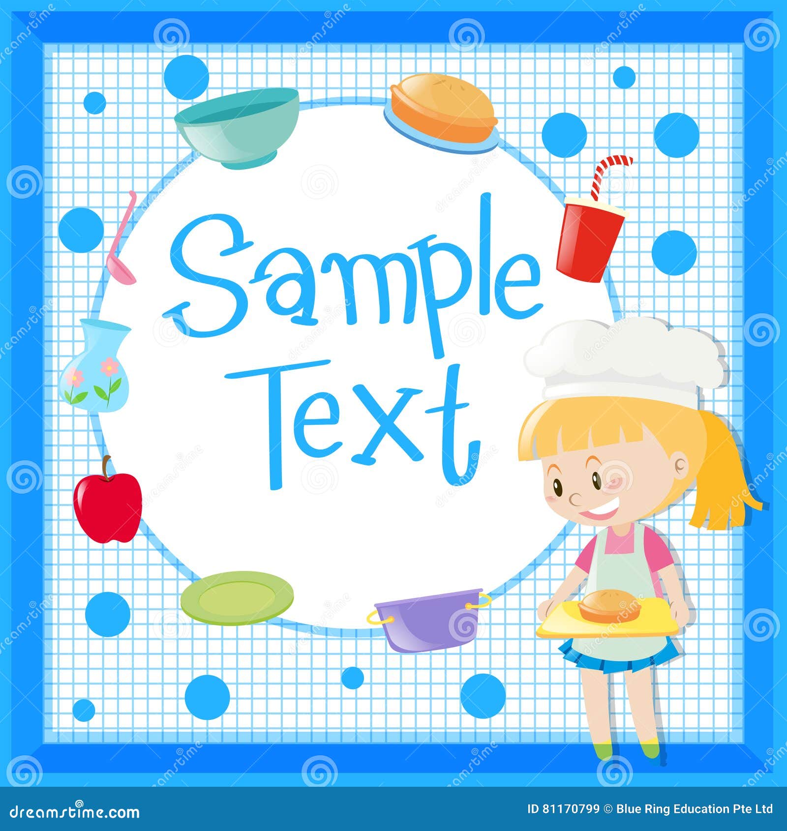 Frame Design with Girl Baking Pie Stock Vector - Illustration of baking ...