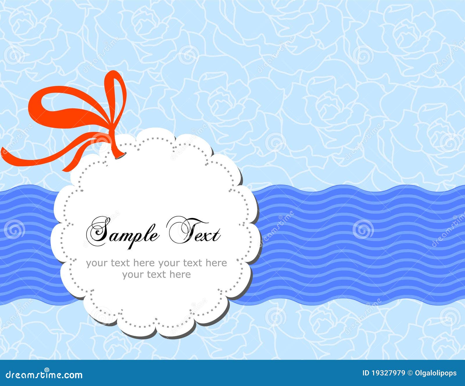 Frame Design For Greeting Card Blue With Bow Stock Vector ...