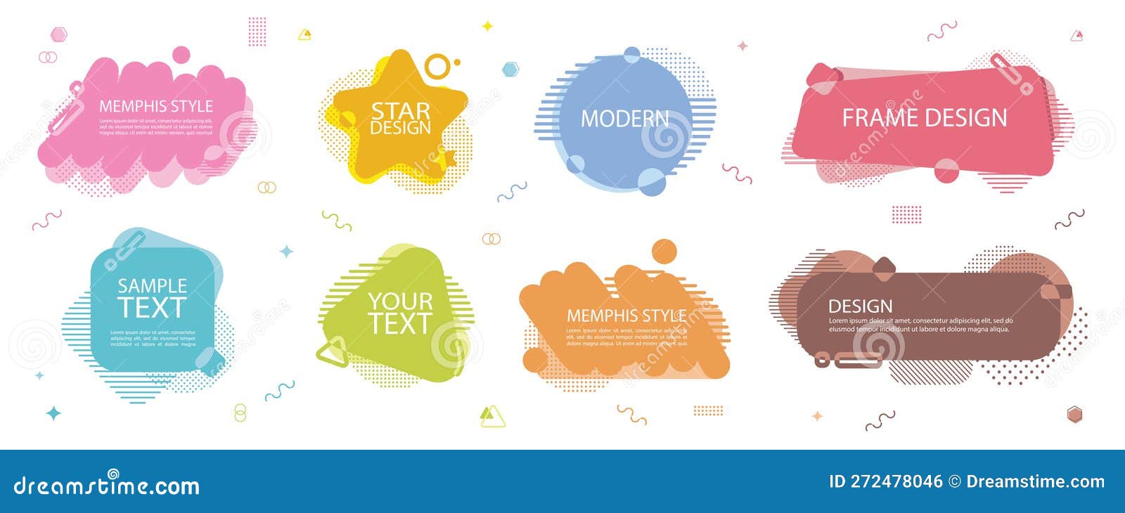 Frame Design Set . Memphis Banner Pop Headline Title Frame Stock Vector ...