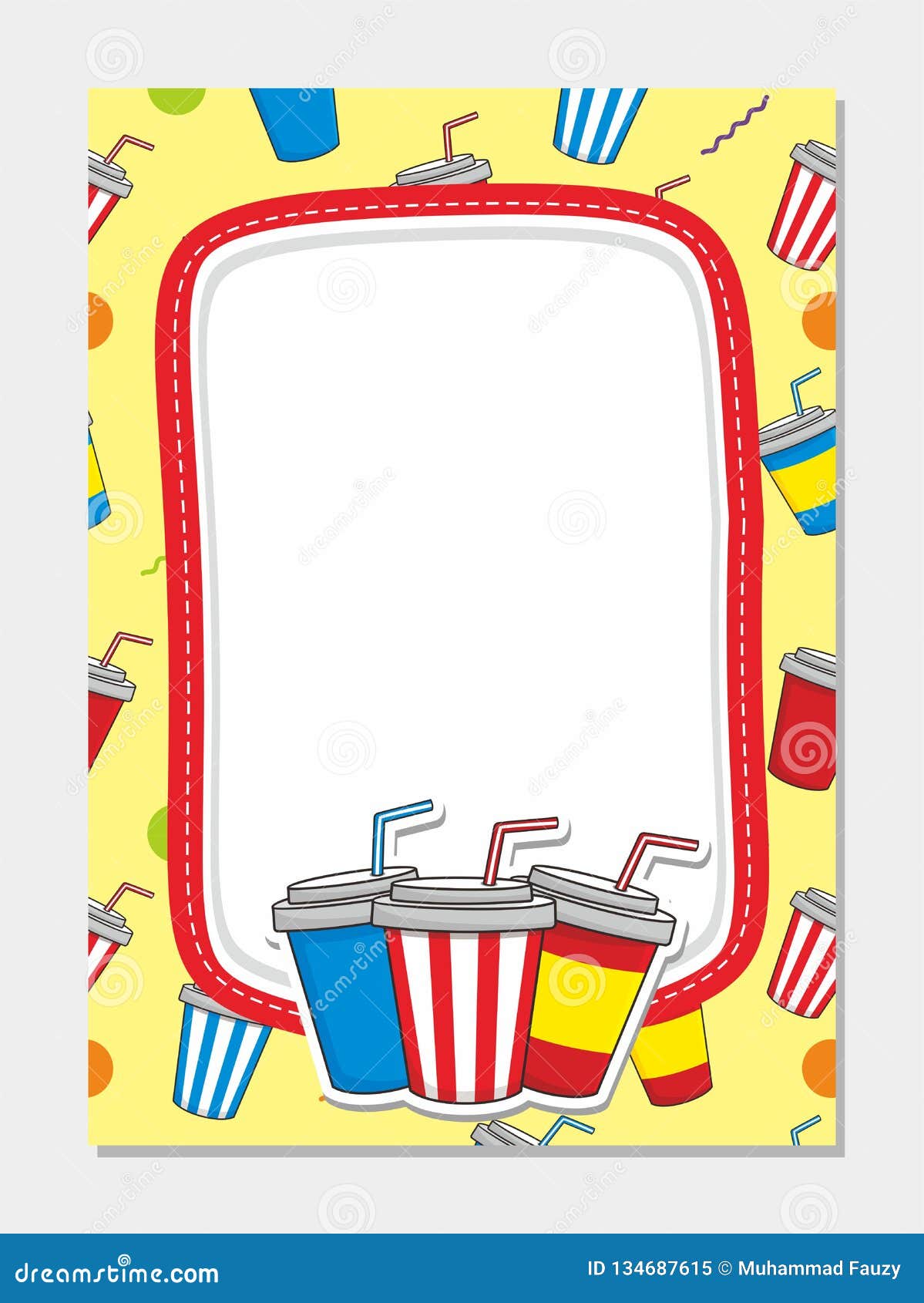 Frame Design with Soft Drink Cup Vector Stock Vector - Illustration of ...