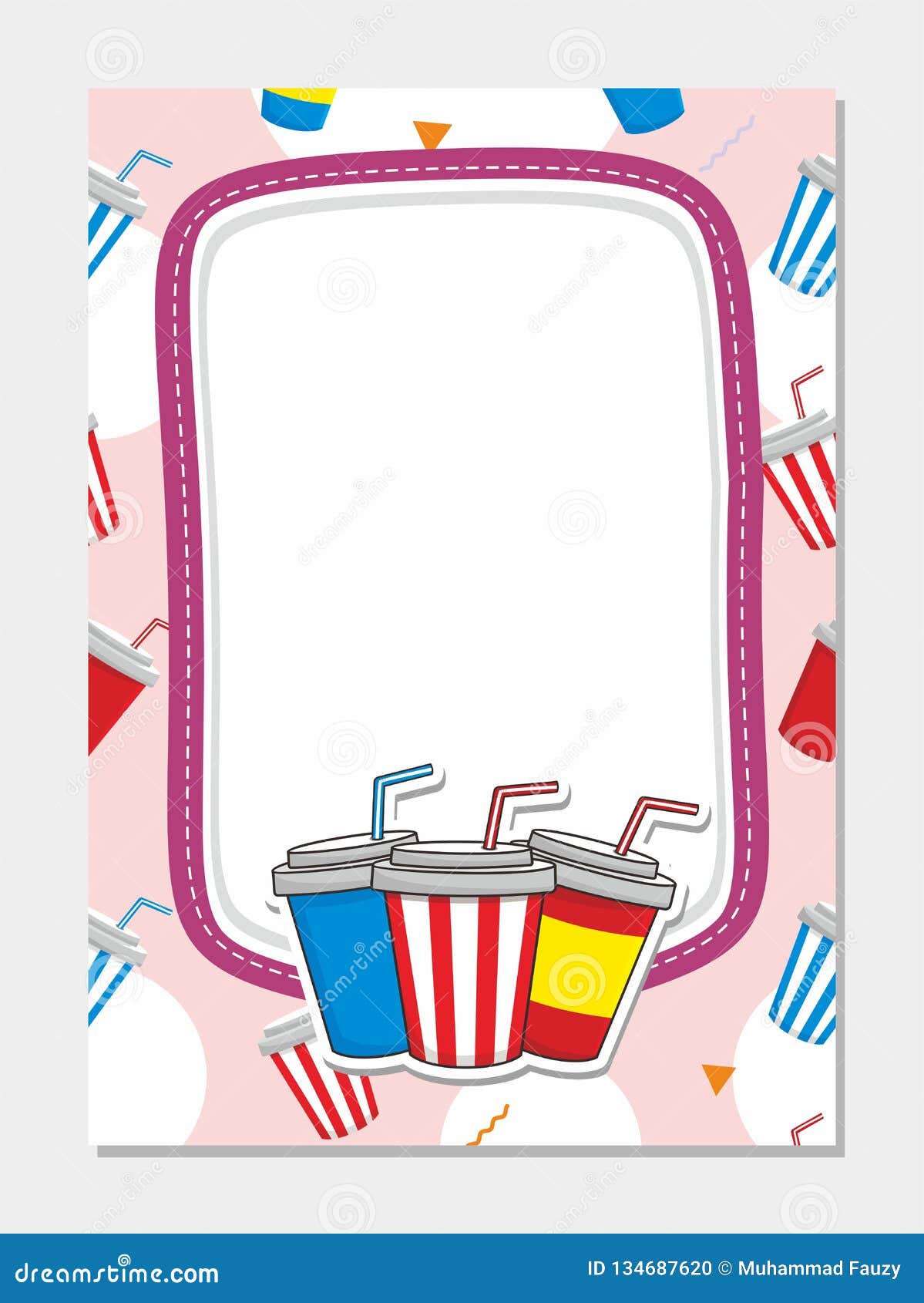 Frame Design with Soft Drink Cup Vector Stock Vector - Illustration of ...