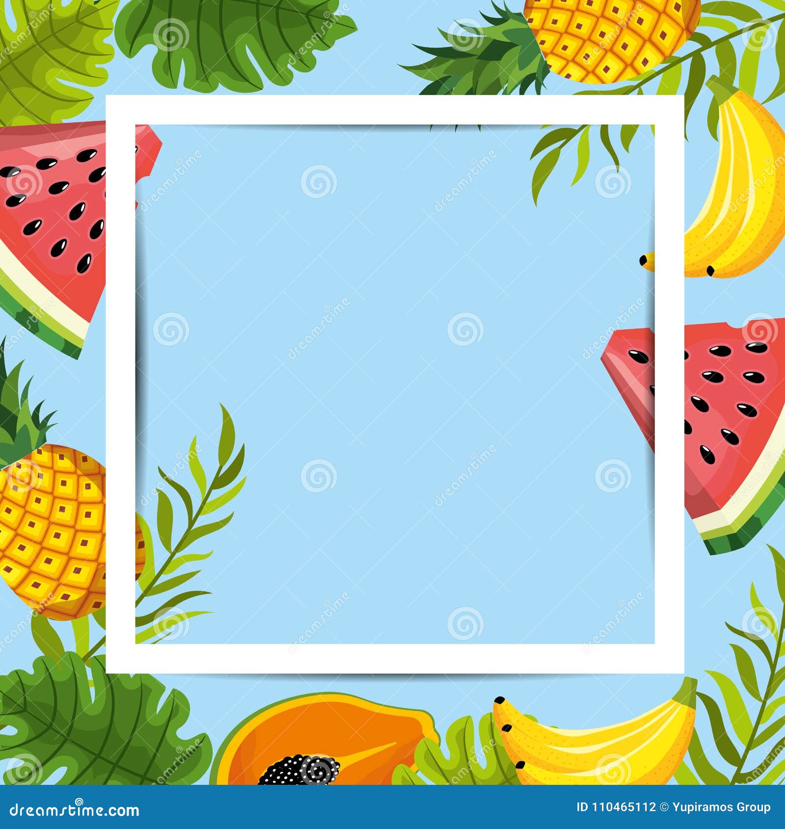 Frame Design with Tropical Fruit Background Stock Vector - Illustration ...