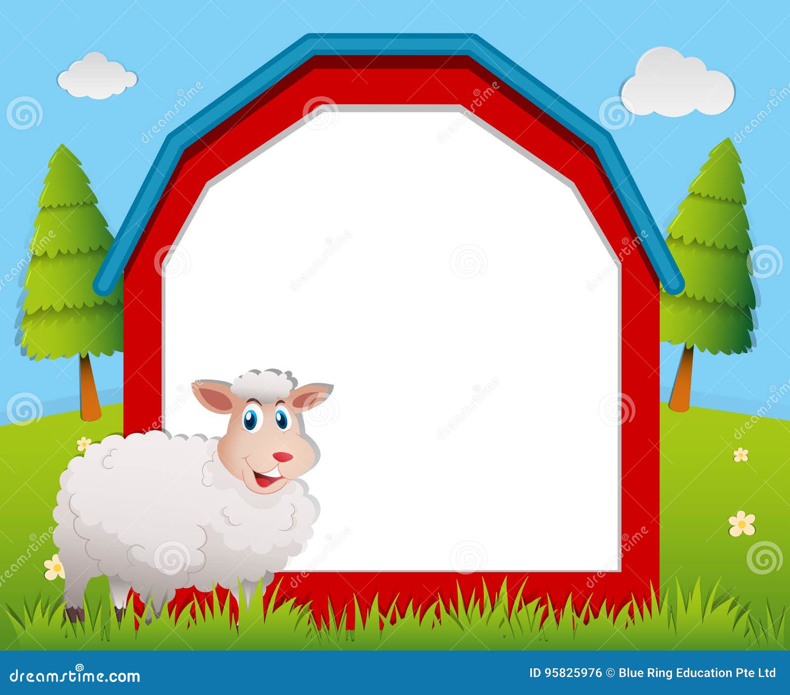 Frame Design with White Sheep Stock Vector - Illustration of mammal ...