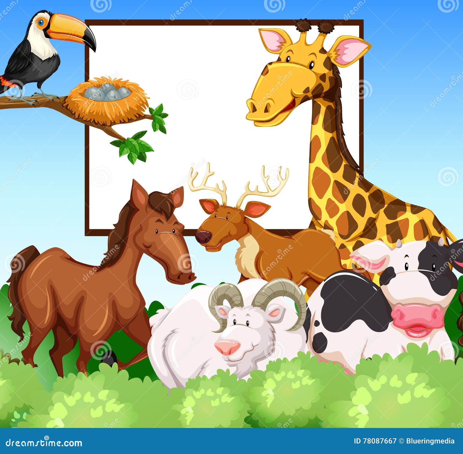 Frame Design with Wild Animals Stock Vector - Illustration of creature ...