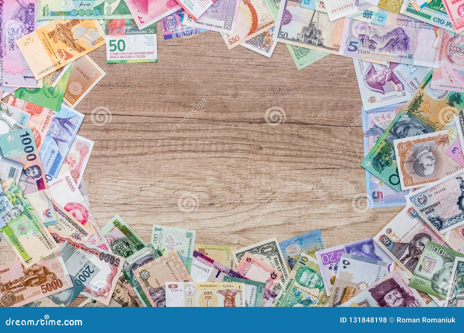 Frame from Different Banknotes with Empty Space in Centre Stock Photo ...
