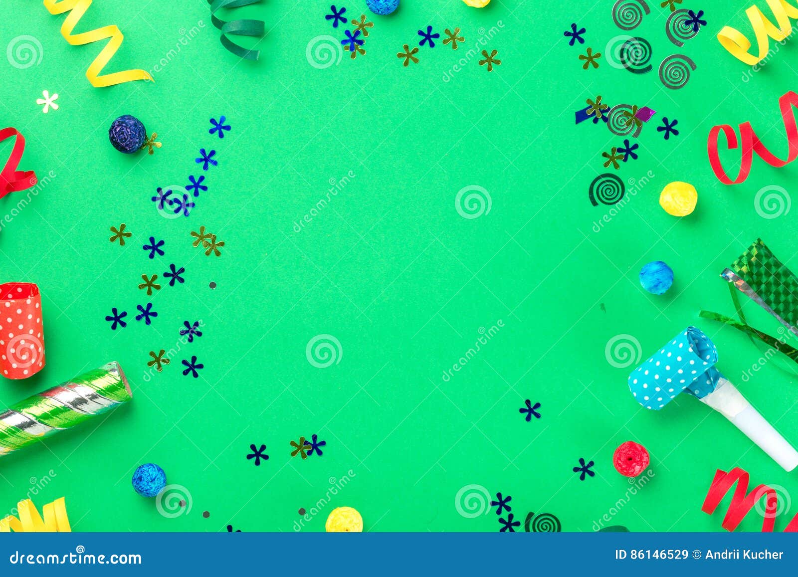 Frame from Different Celebratory Items on Green Background Stock Image ...