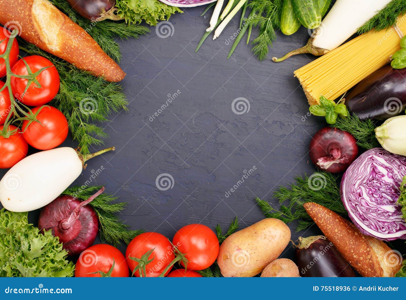 Frame of different food stock photo. Image of cucumber - 75518936