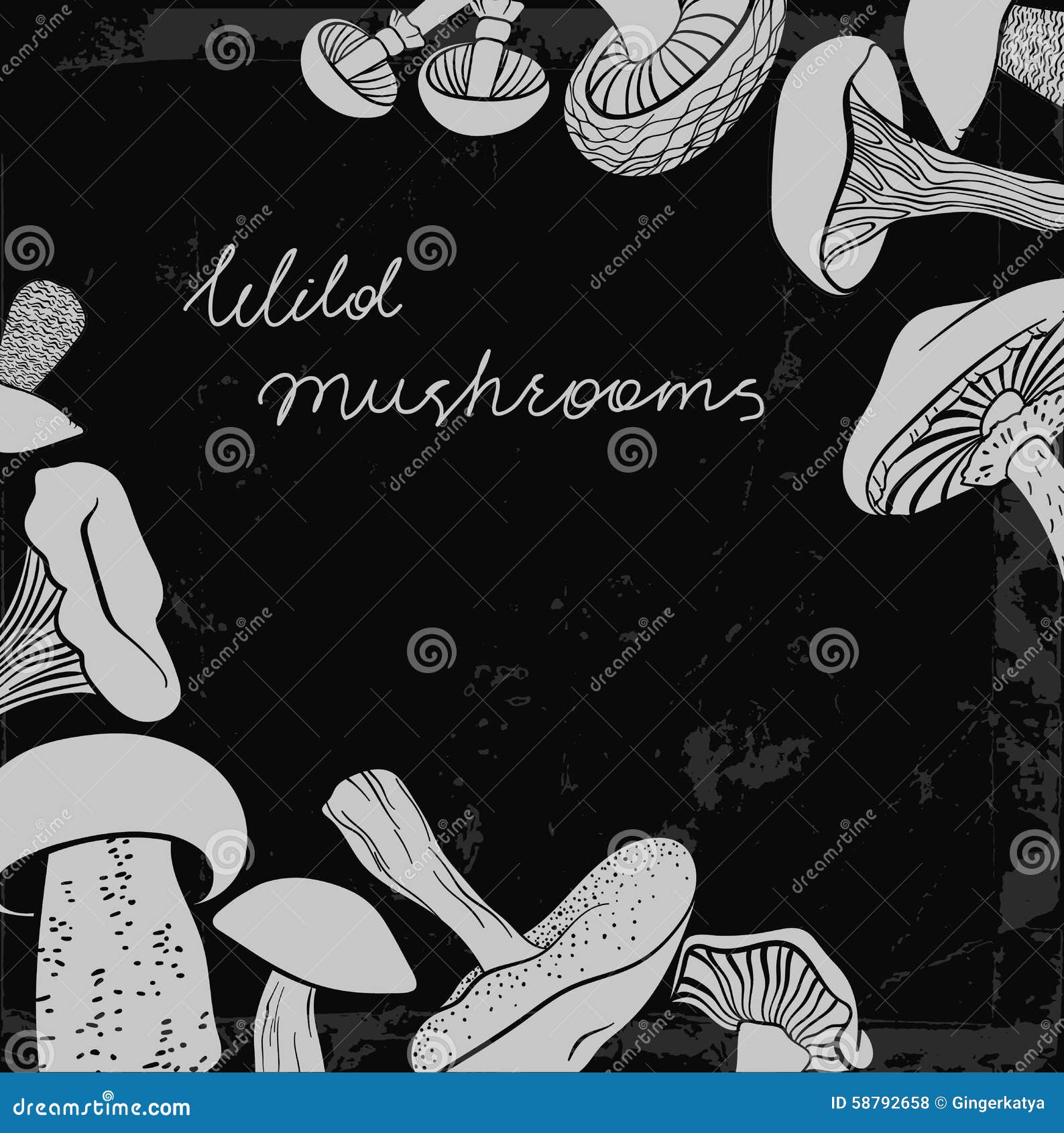 Frame of Different Hand Drawn Mushrooms on Stock Vector - Illustration ...
