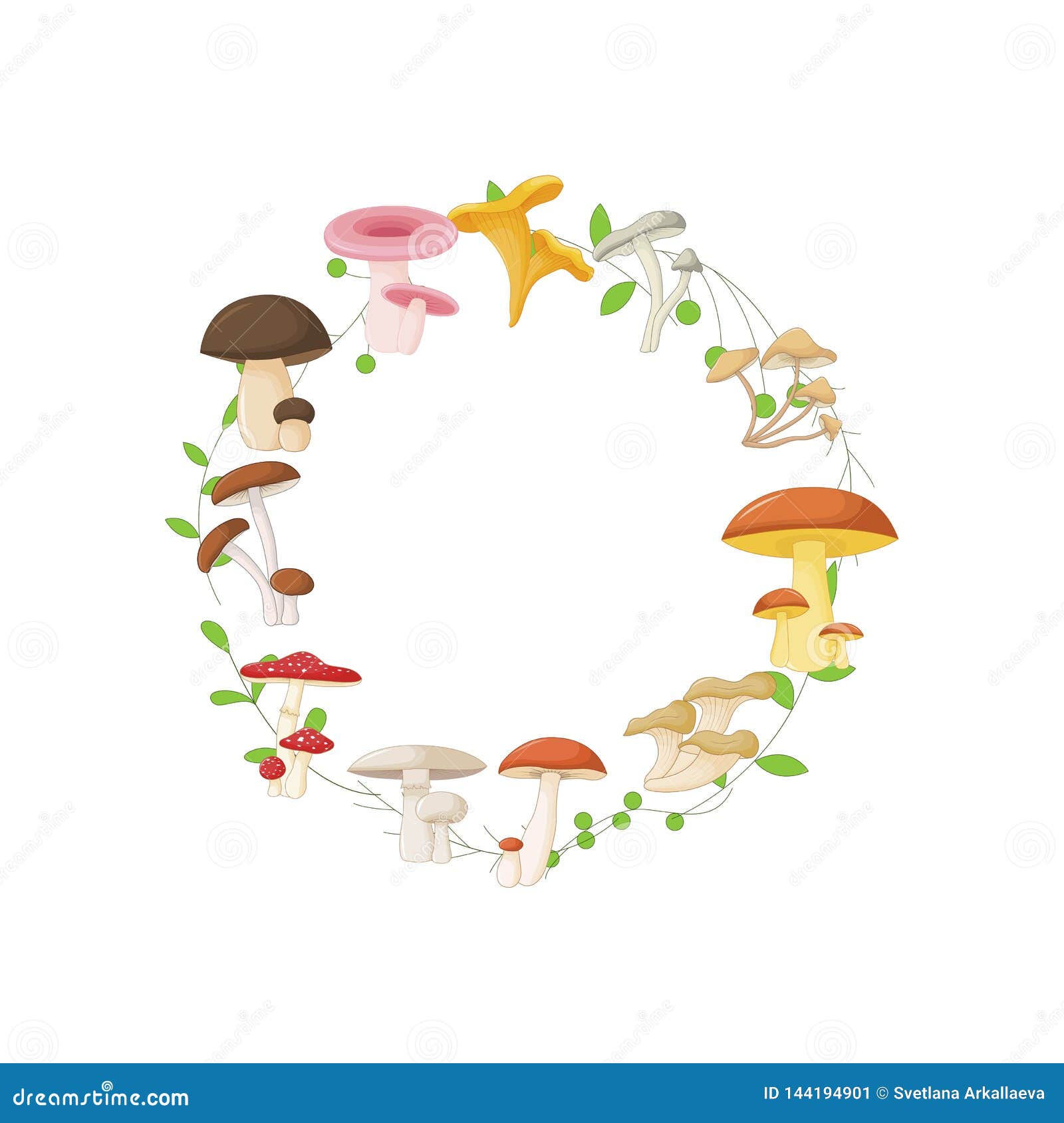Frame of Different Mushrooms, Vector Graphics. Beautiful Frames Stock ...