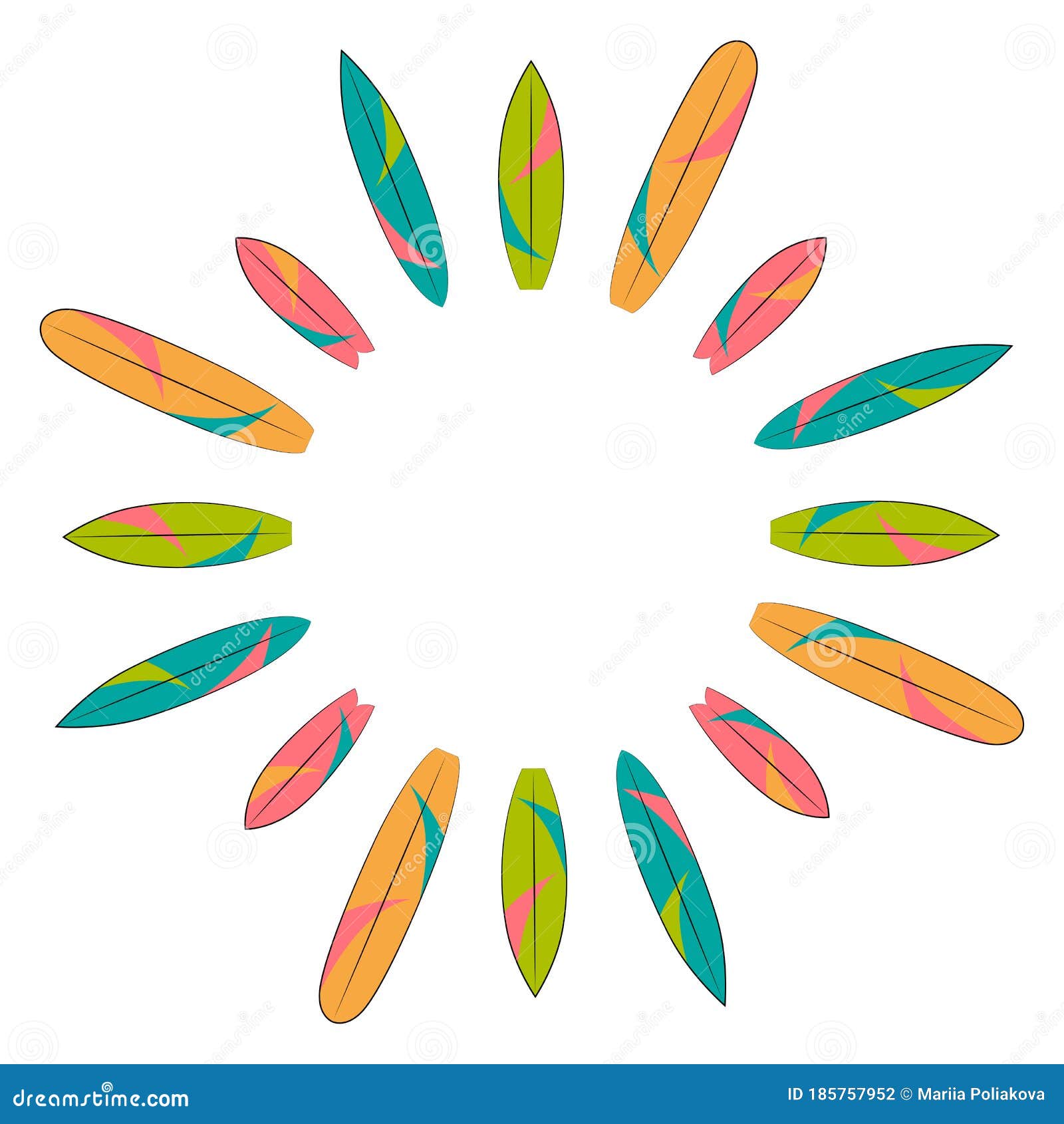 Frame from Different Surfboards. Surf Set: Shortboard, Fish, Gun ...