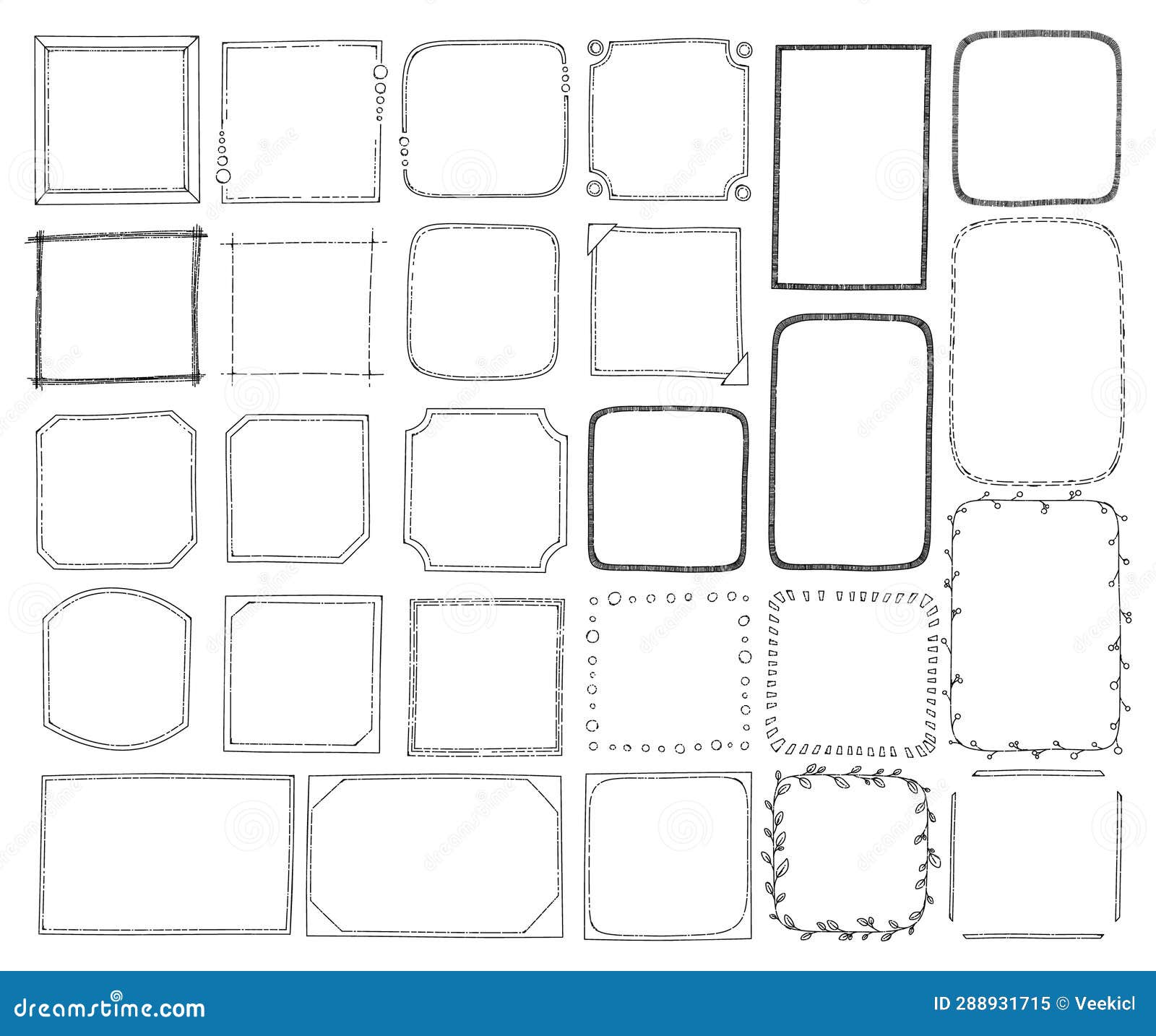 Frame Doodle Vector Set. Drawing Sketch Hand Drawn Line Eps10 Stock ...