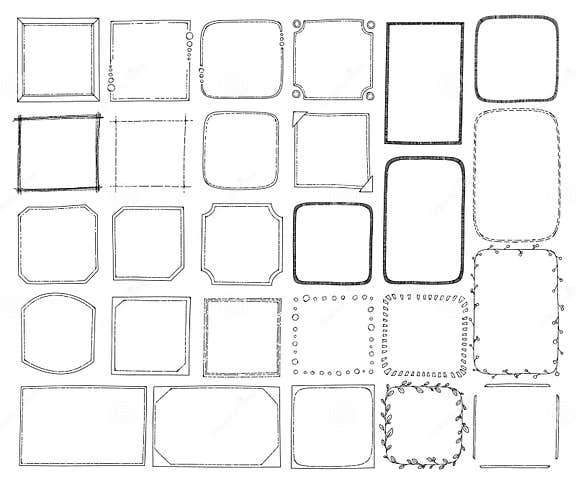 Frame Doodle Vector Set. Drawing Sketch Hand Drawn Line Eps10 Stock ...