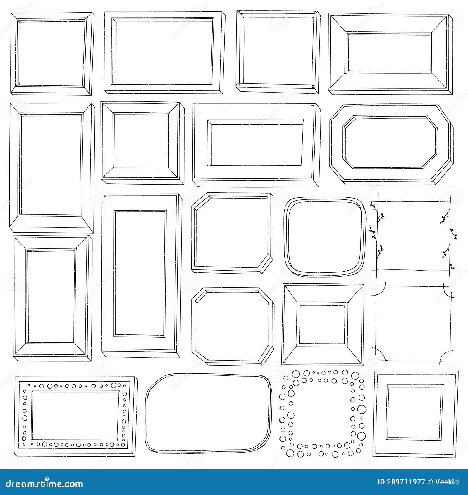 Frame Doodle Vector Set. Drawing Sketch Hand Drawn Line Eps10 Stock ...