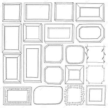 Frame Doodle Vector Set. Drawing Sketch Hand Drawn Line Eps10 Stock ...