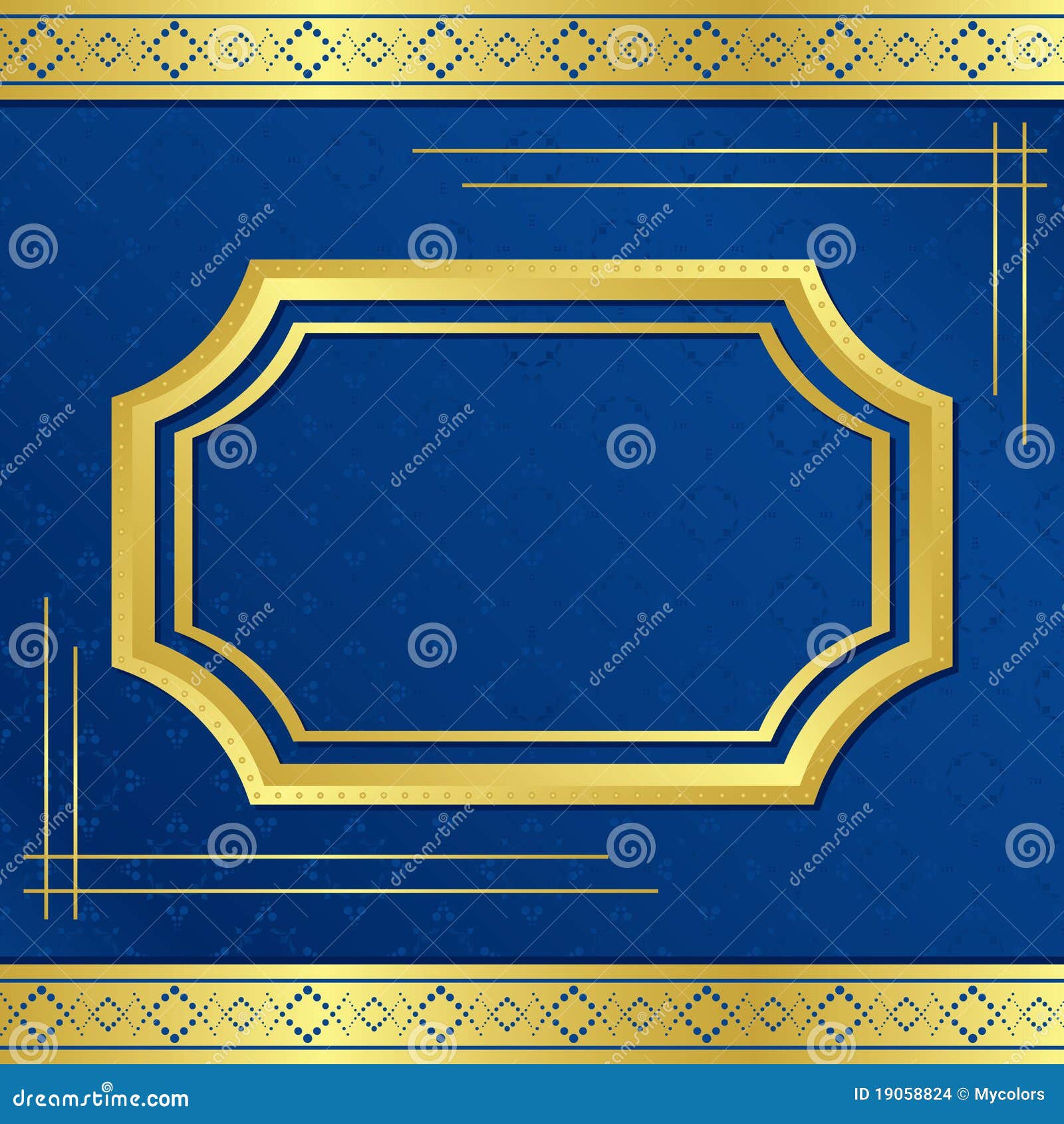Frame Dourado Com Fundo Azul Ilustração do Vetor - Ilustração de ...