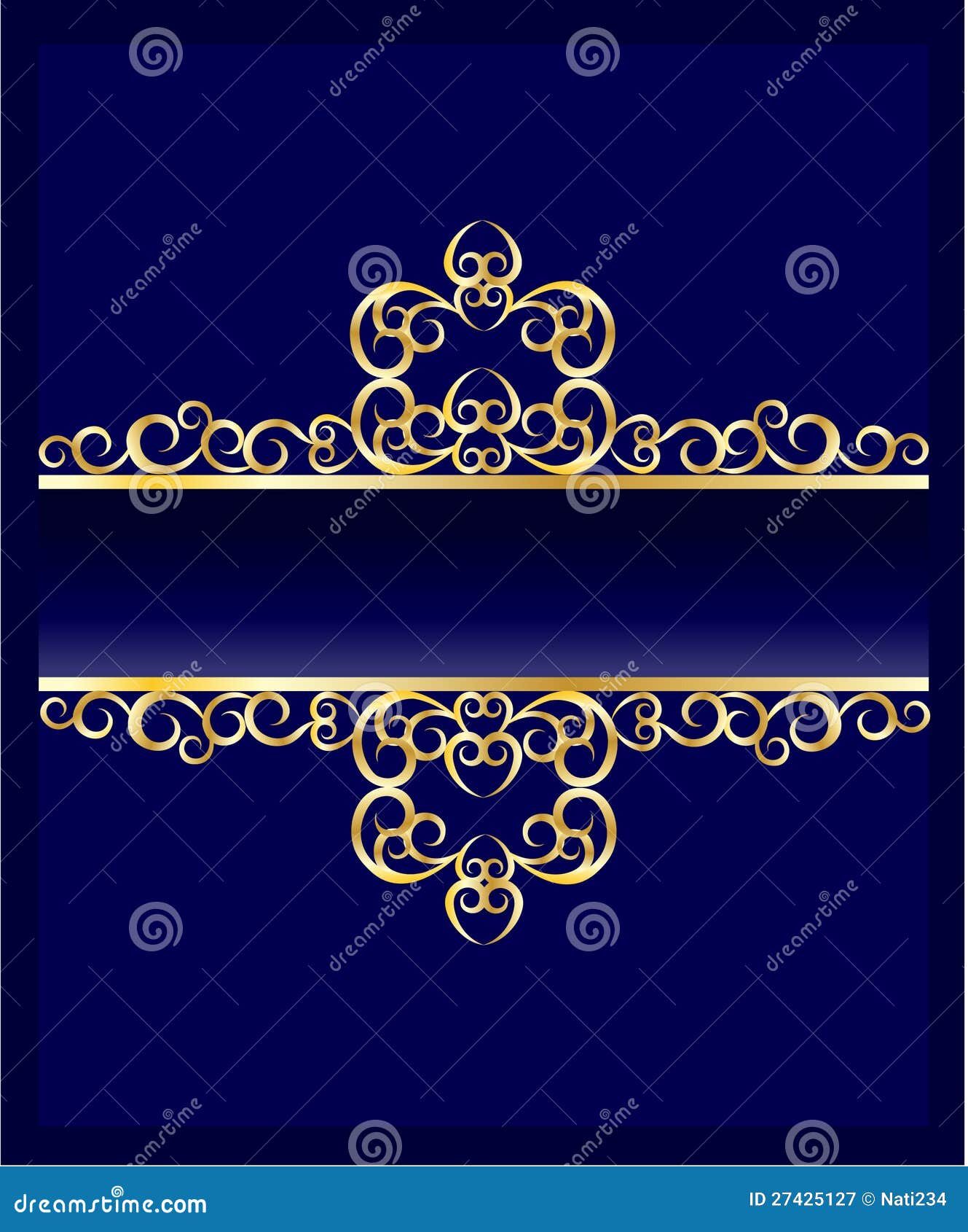 Frame Dourado Ornamentado No Fundo Azul Ilustração Stock - Ilustração ...