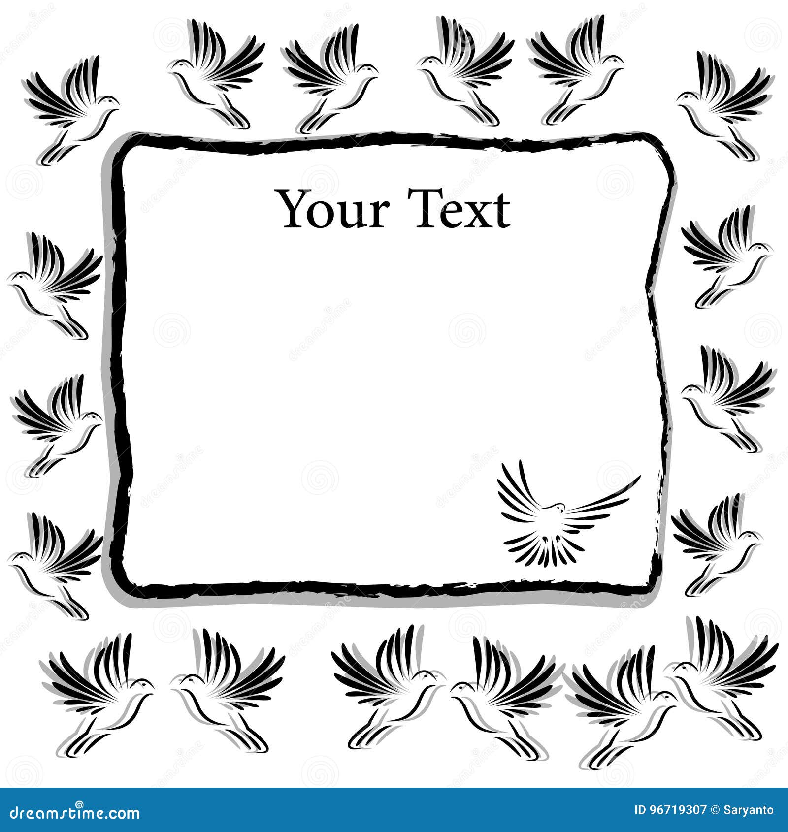 Frame of doves stock vector. Illustration of black, invitation - 96719307