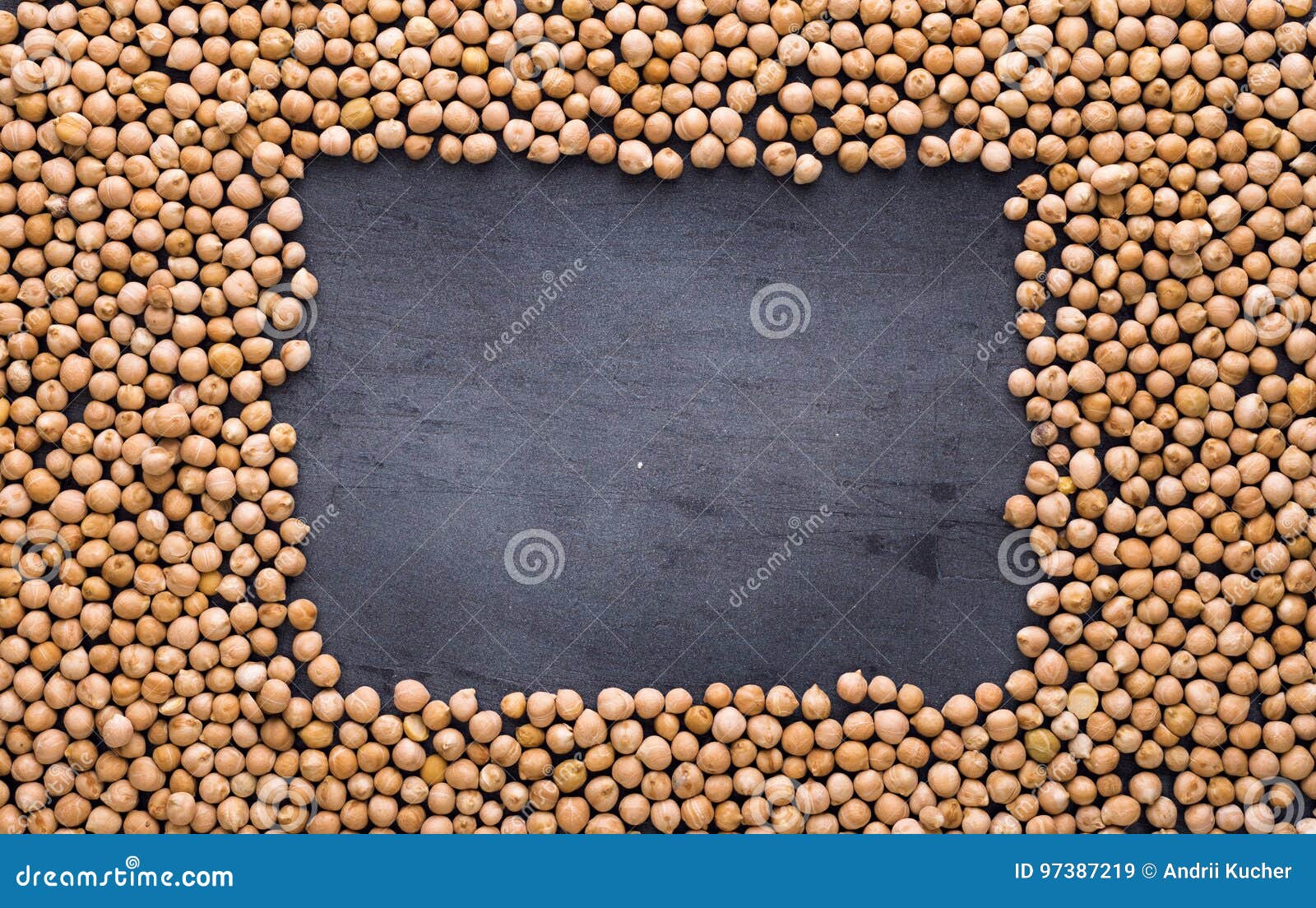 Frame of Dried Chickpeas on a Dark Surface Stock Image - Image of ...