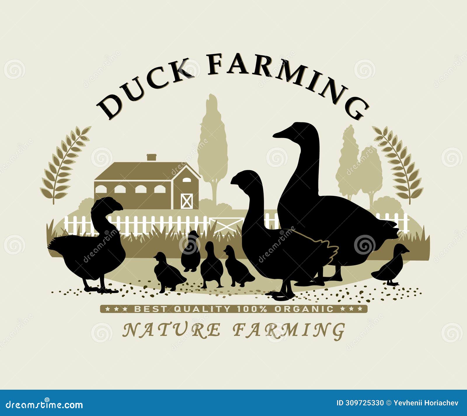 Frame with Duck Farm Objects Silhouettes and Text for Product Labels ...