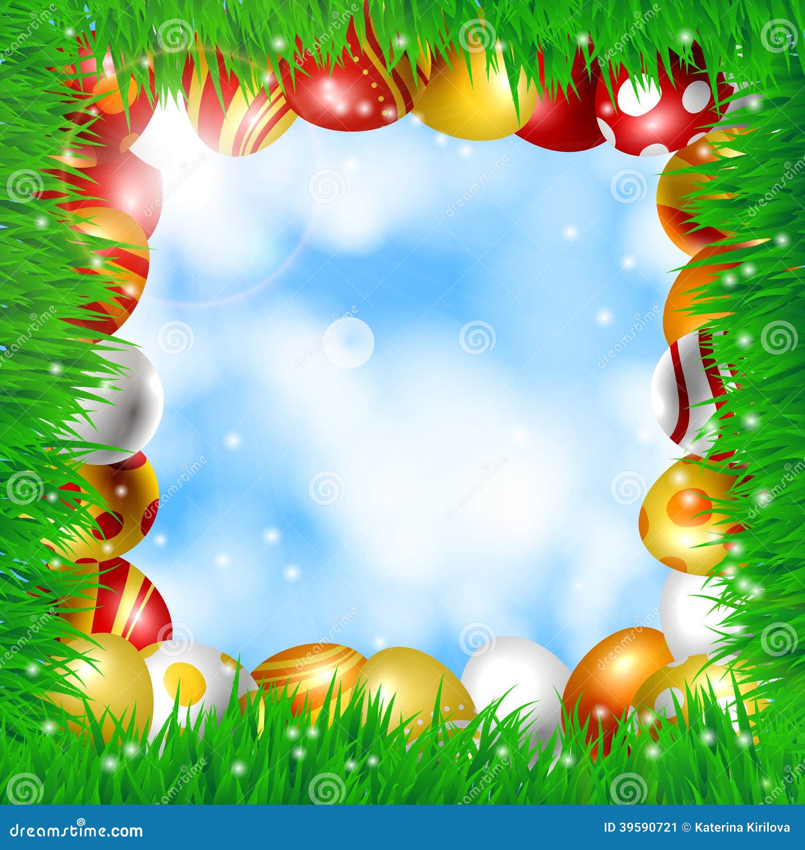 Frame of Easter eggs stock vector. Illustration of meadow - 39590721