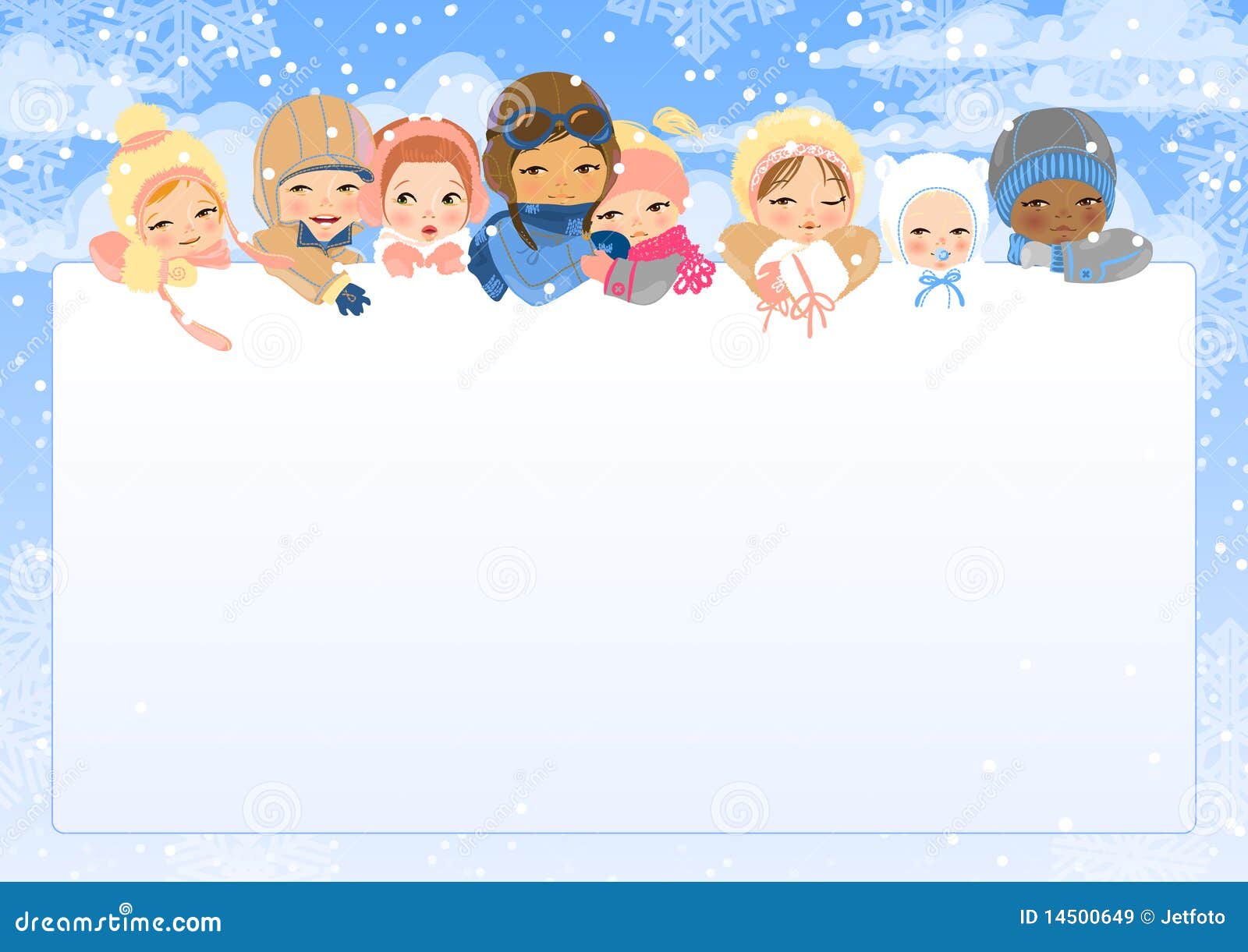 Eight Children Holding Hands, With Animal Heads, Isolated On White ...