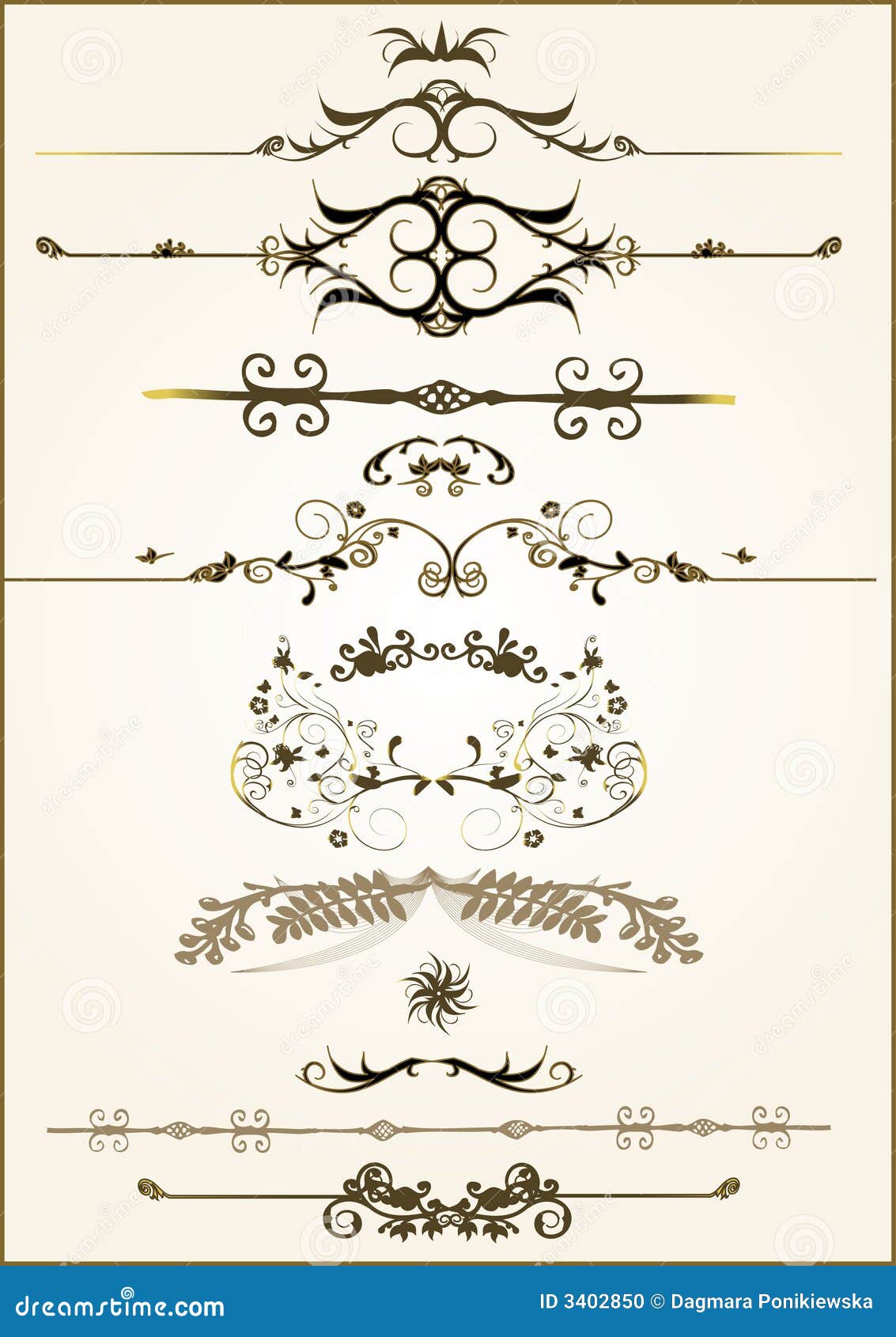 Frame elements stock vector. Illustration of curve, scroll - 3402850