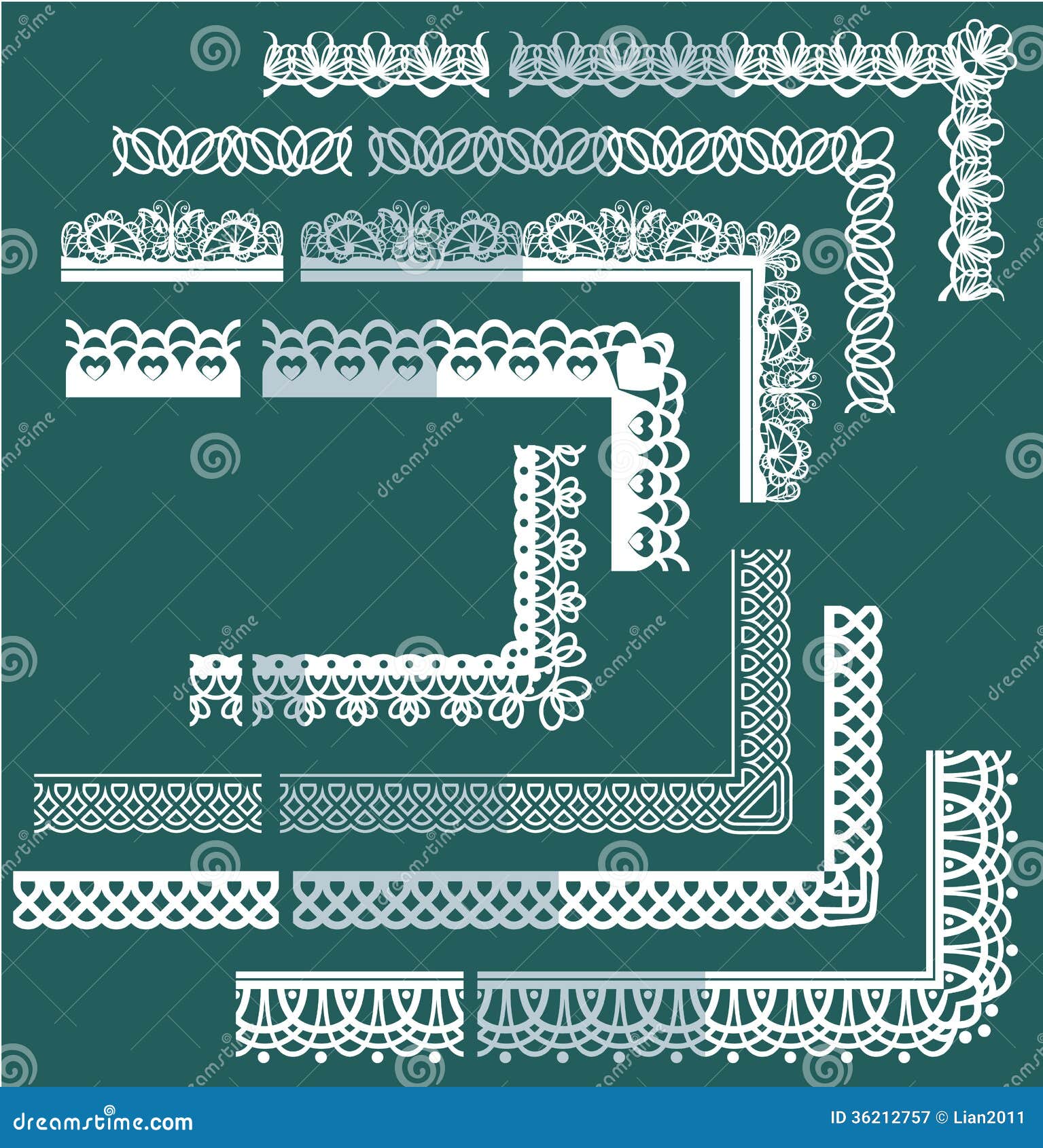 Frame Elements Set - Different Lace Edges and Bord Stock Vector ...