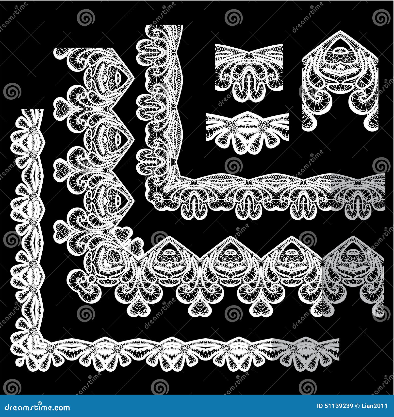 Frame Elements Set - Different Lace Edges And Borders Cartoon Vector ...