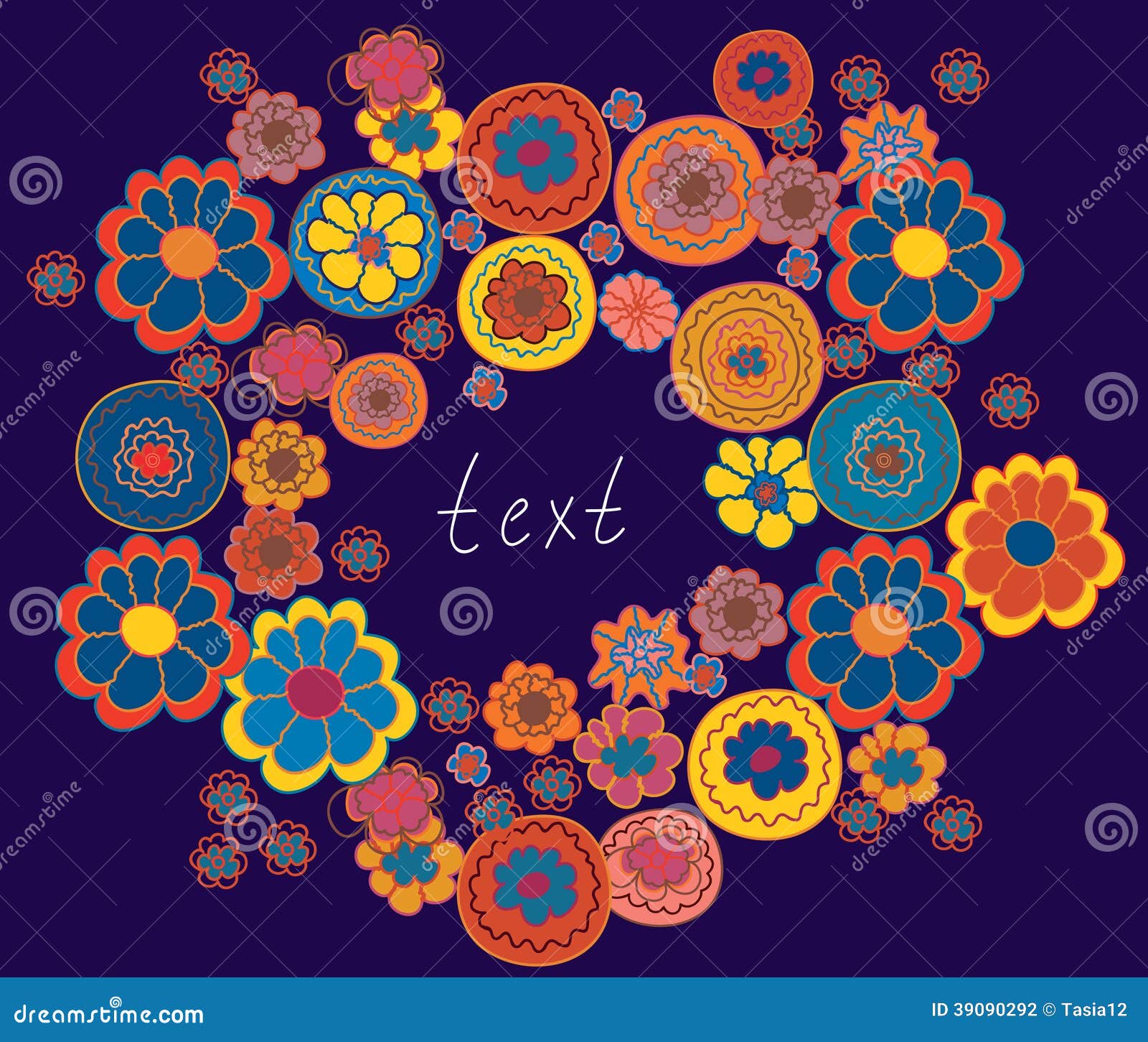 Frame with Ethnic Flowers, Decoration Stock Illustration - Illustration ...