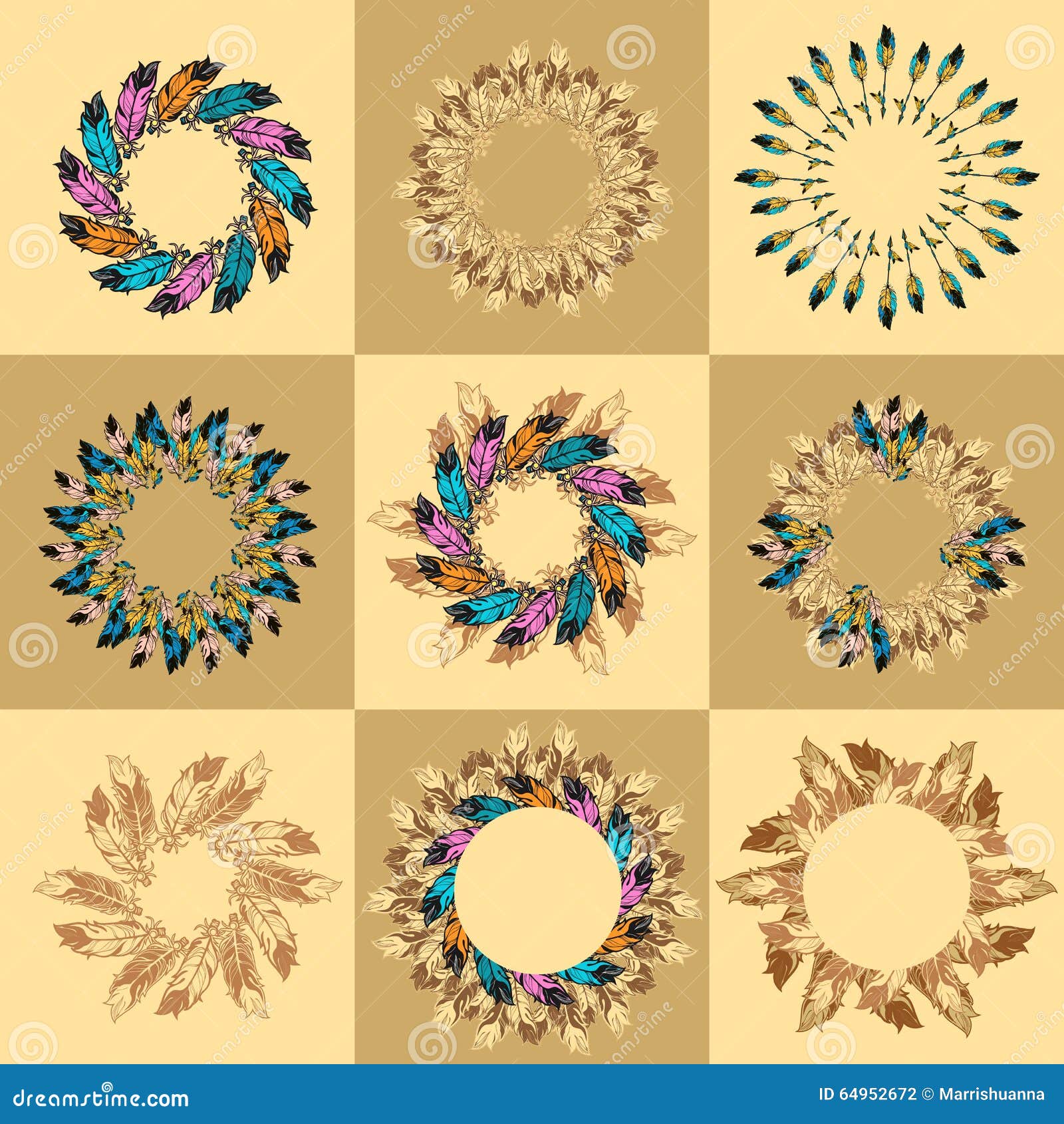 Frame feather set stock vector. Illustration of abstract - 64952672