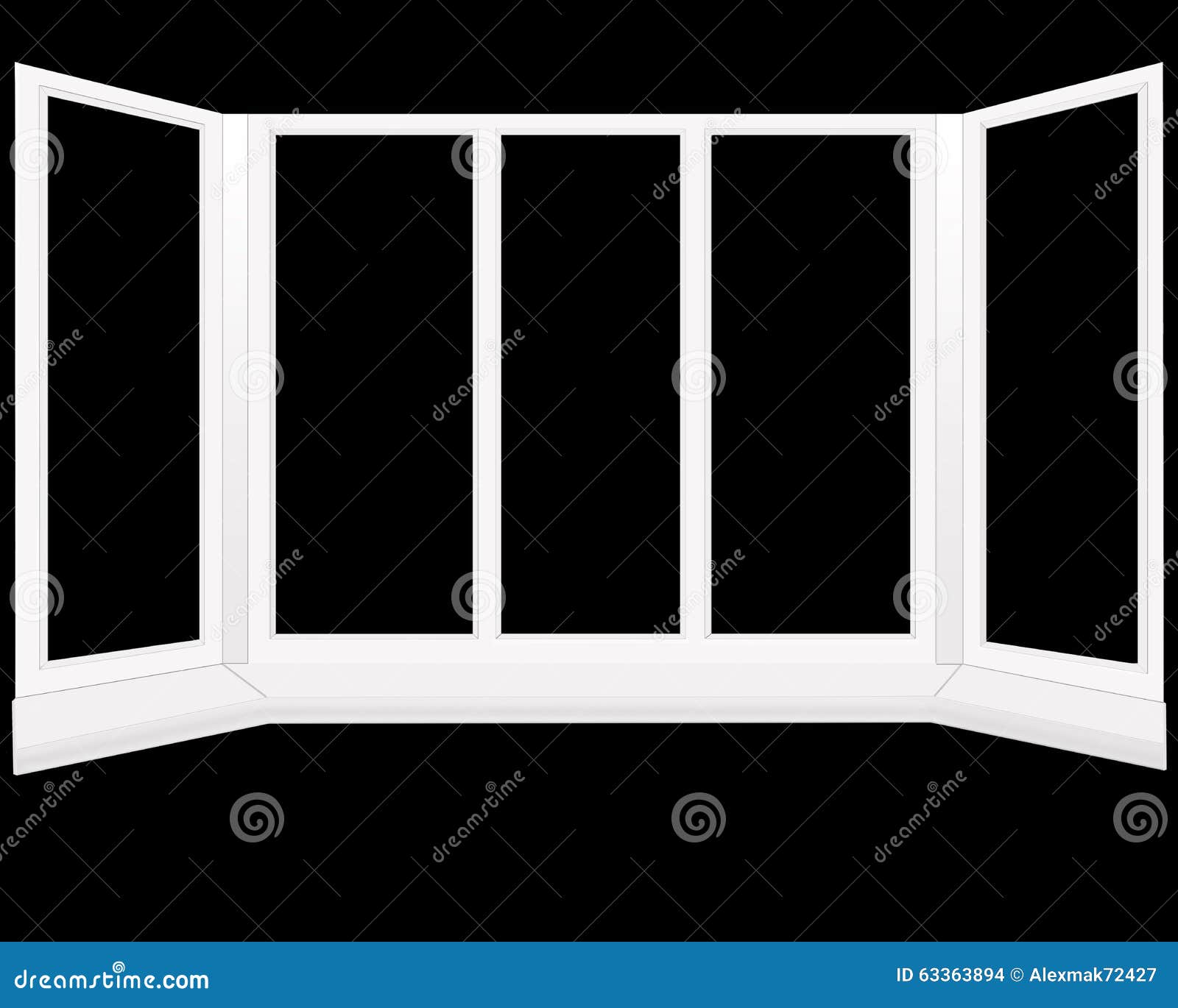 Frame of Five Folds Window Isolated on the Black Stock Illustration ...