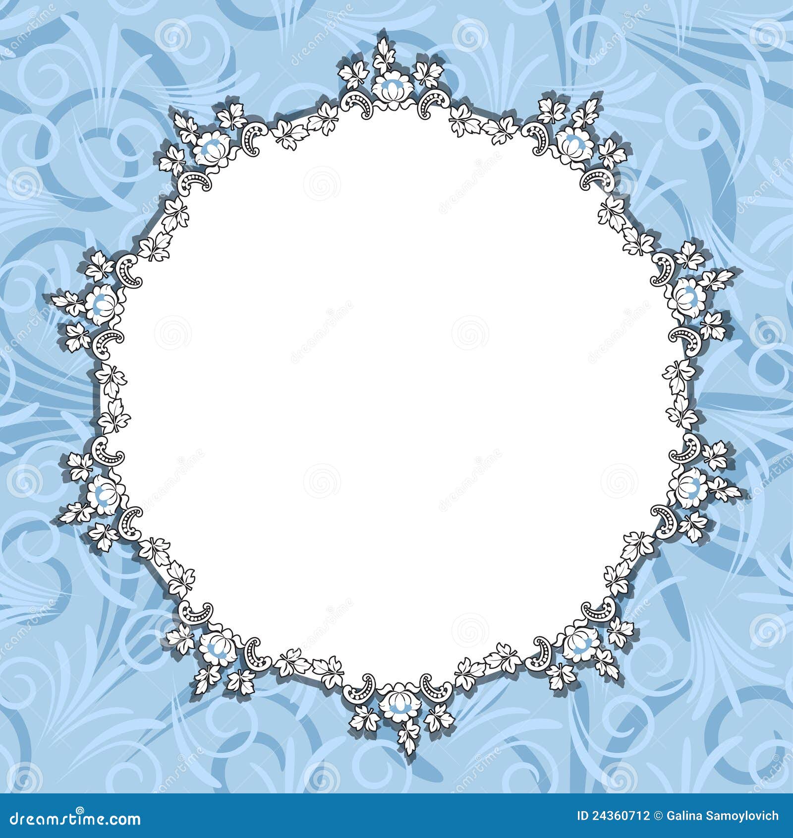 Frame floral azul redondo ilustração do vetor. Ilustração de redemoinho ...