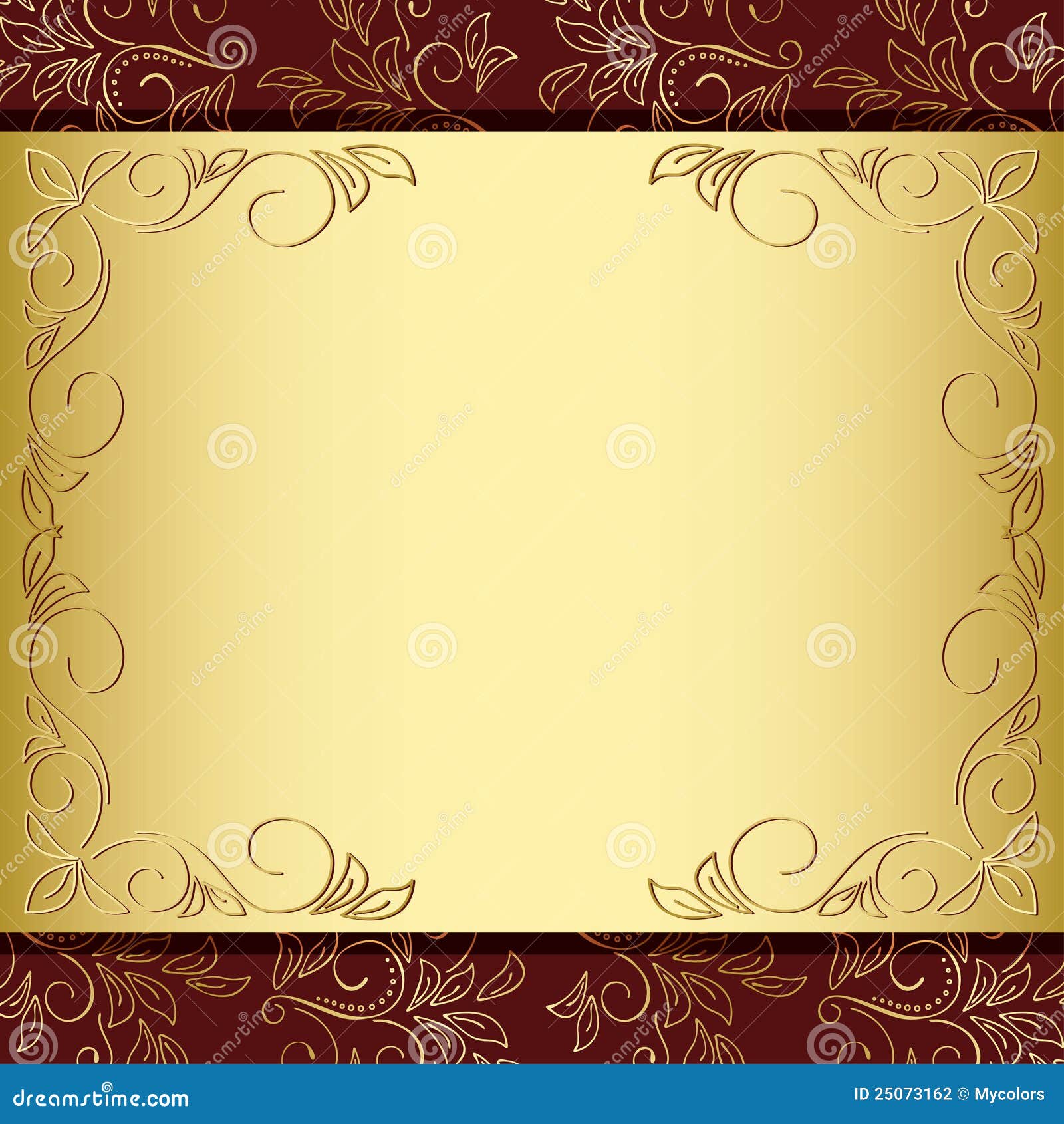 Frame Floral Com Ouro E Fundo Marrom - Eps Ilustração do Vetor ...