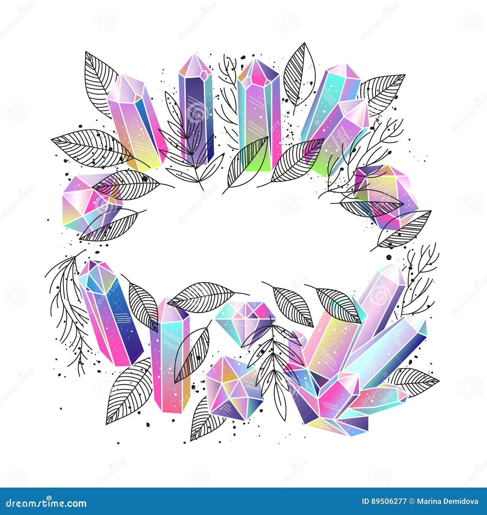 Frame Floral and Crystals Vector Stock Vector - Illustration of ...