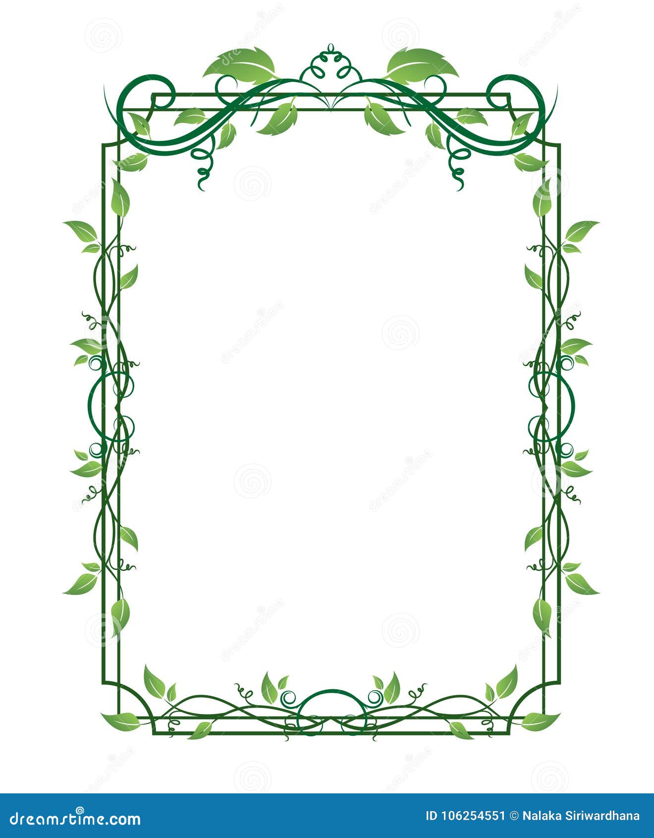 Frame with Floral elements stock illustration. Illustration of green ...