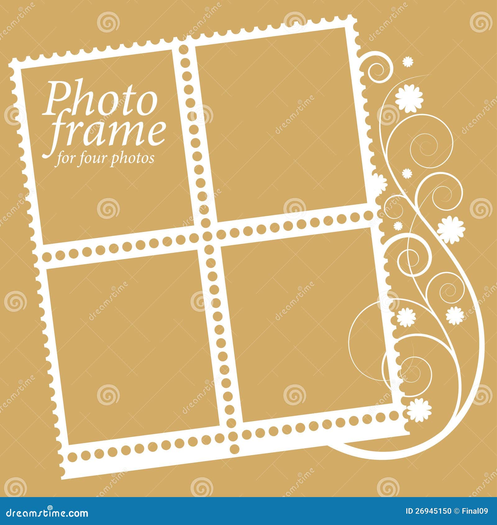 Frame with Floral Elements for Four Photos. Vector Stock Vector ...