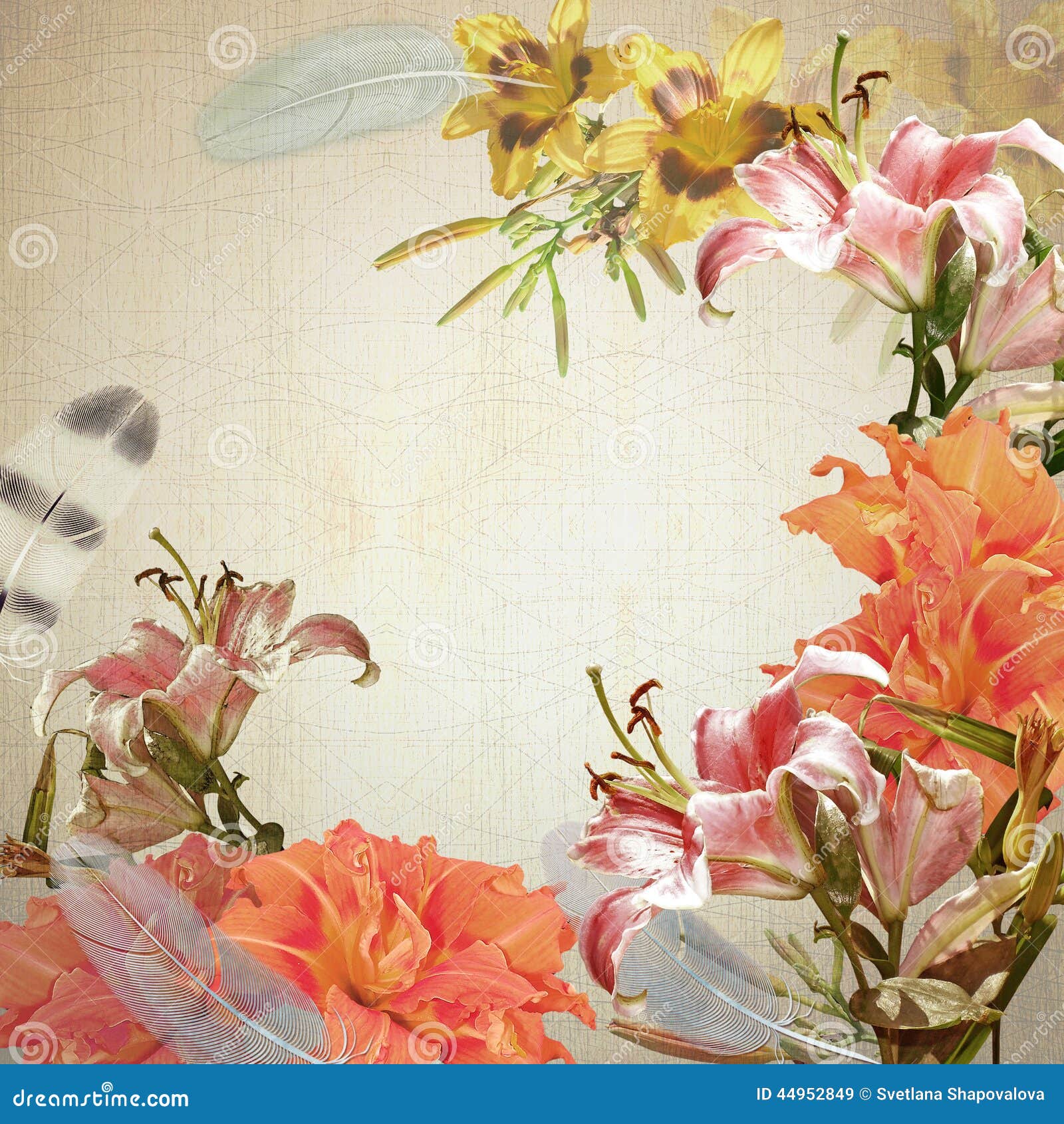 Frame floral, lily stock illustration. Illustration of flowers - 44952849