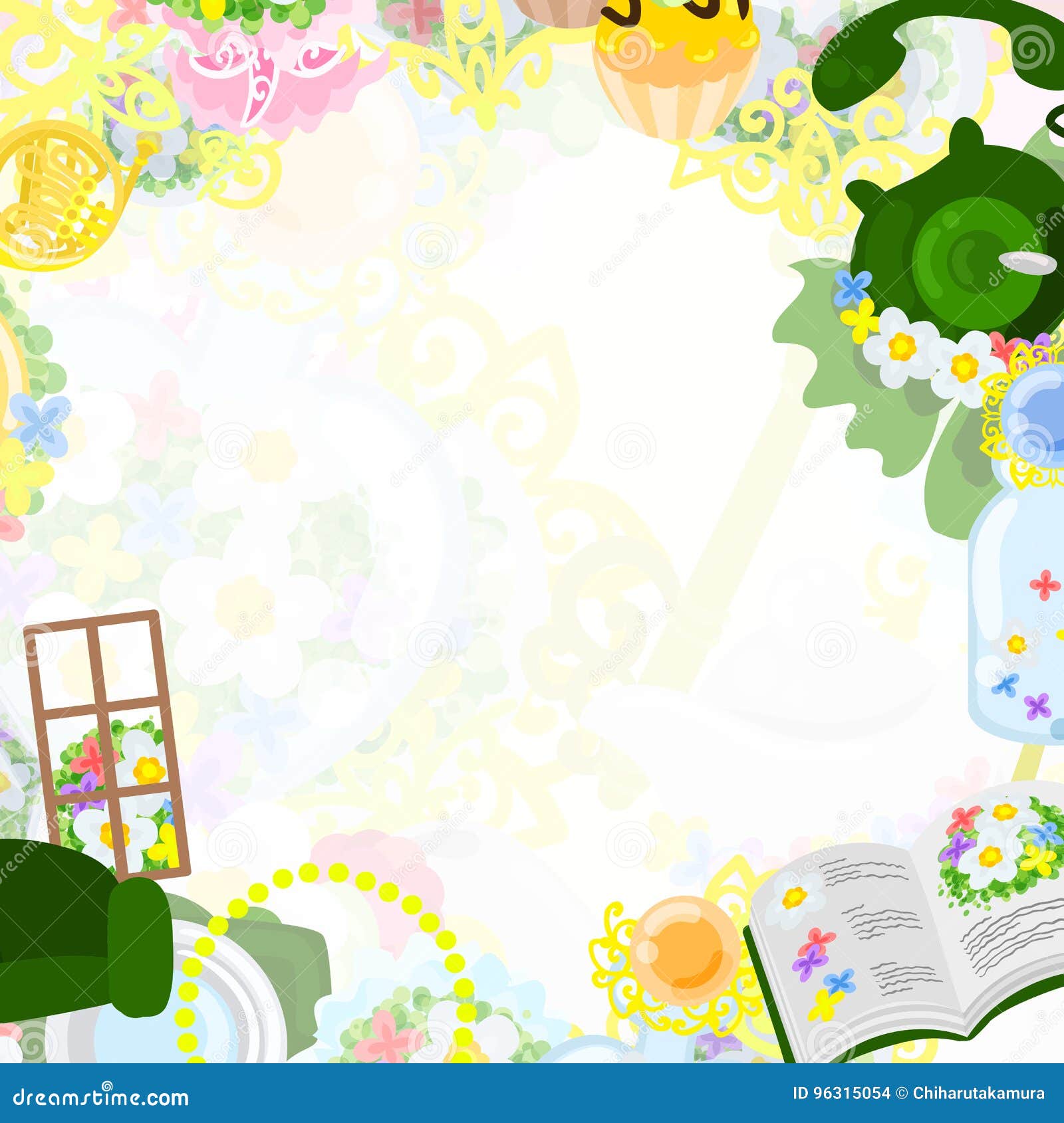 The Frame of Flower Objects Stock Vector - Illustration of plant ...