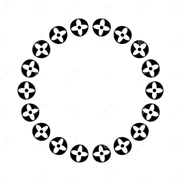 Simple Frame Black Flower Circle, Vector Isolated on White Stock Vector ...
