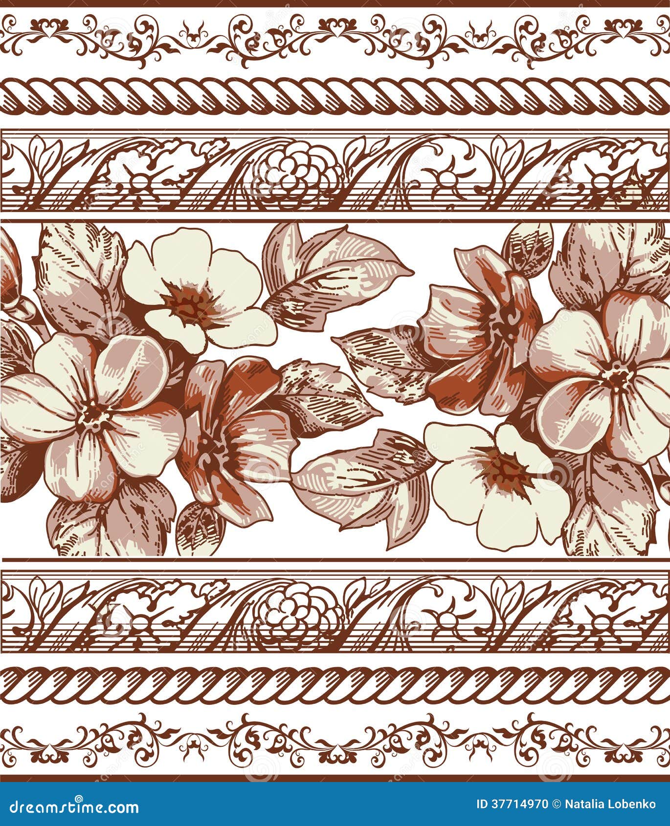 Frame. Flowers. Beautiful Engraving. Stock Vector - Illustration of ...