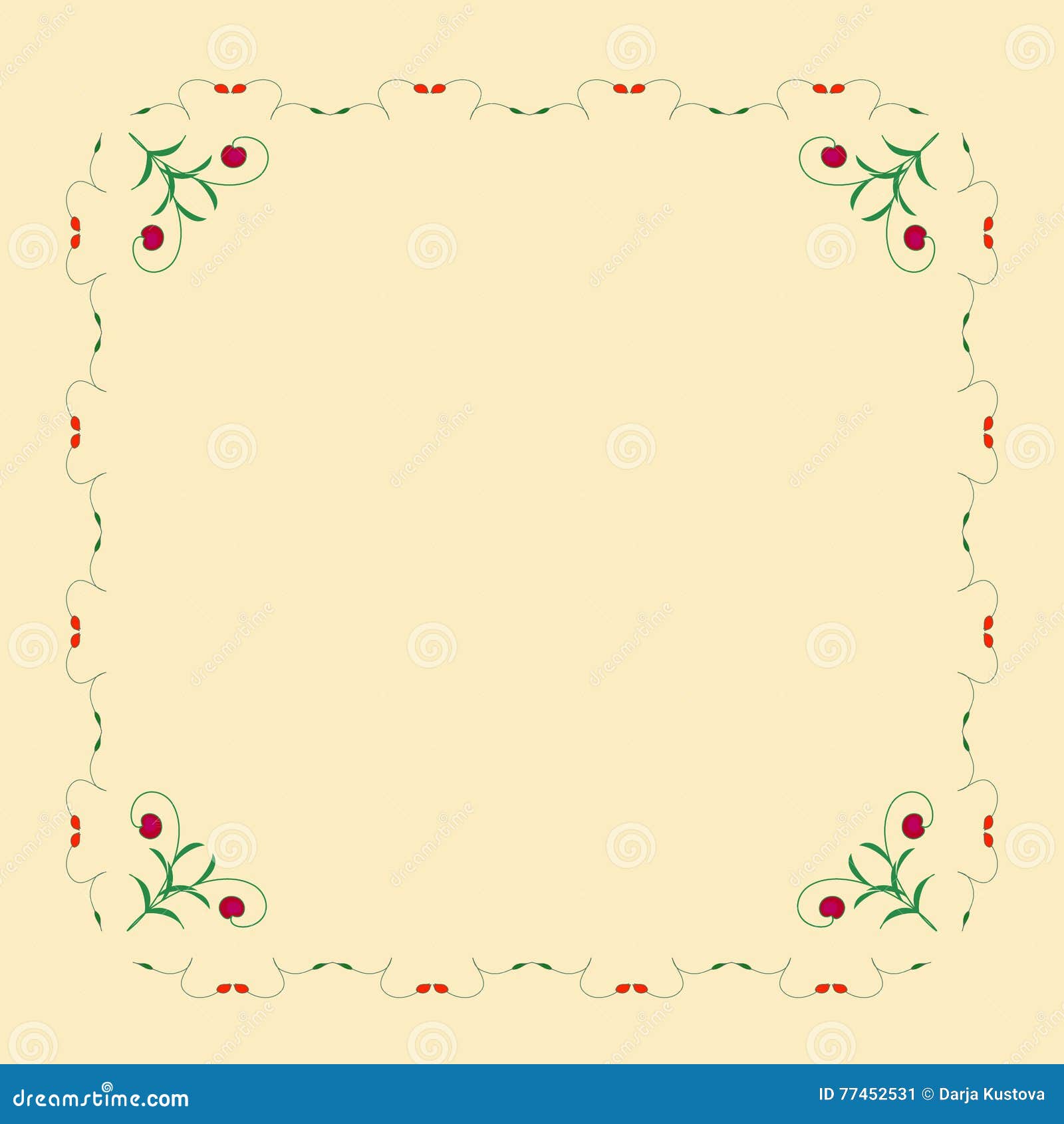 Frame of Flowers and Berries. Stock Vector - Illustration of yellow ...