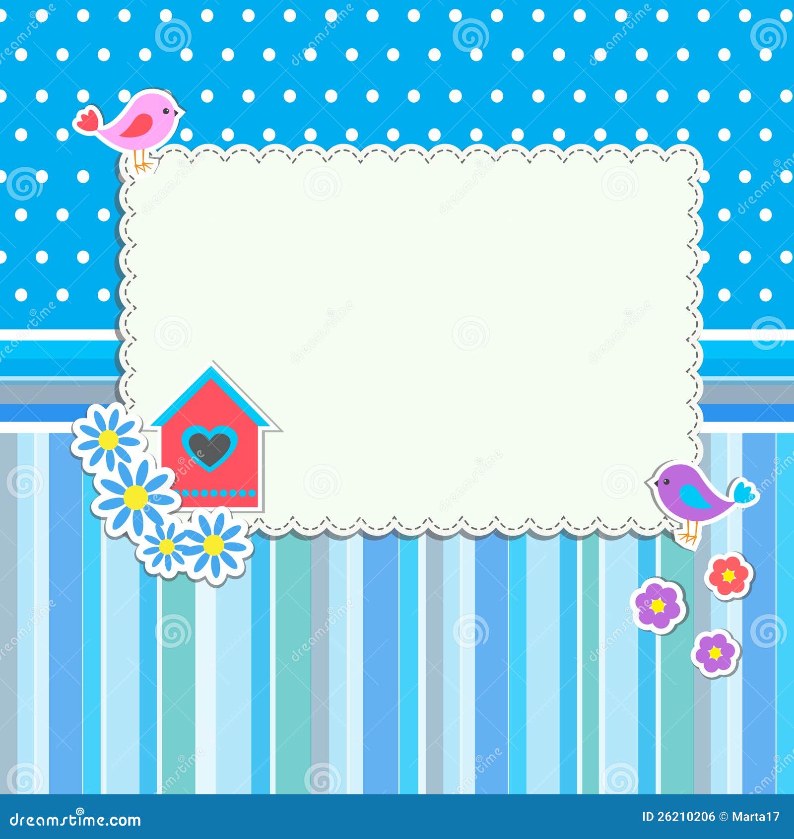 Frame with Flowers and Birds Stock Illustration - Illustration of ...