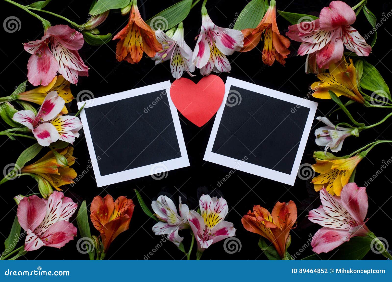 Frame of Flowers and Cards. Stock Photo - Image of pattern, flowers ...