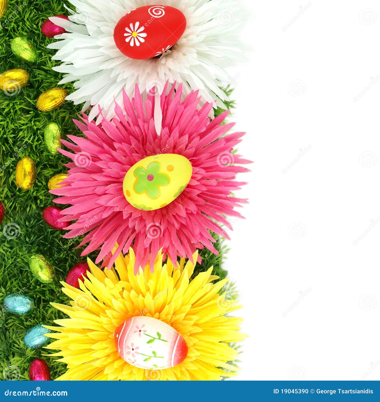 Frame of Flowers and Easter Eggs Stock Photo - Image of nature, color ...