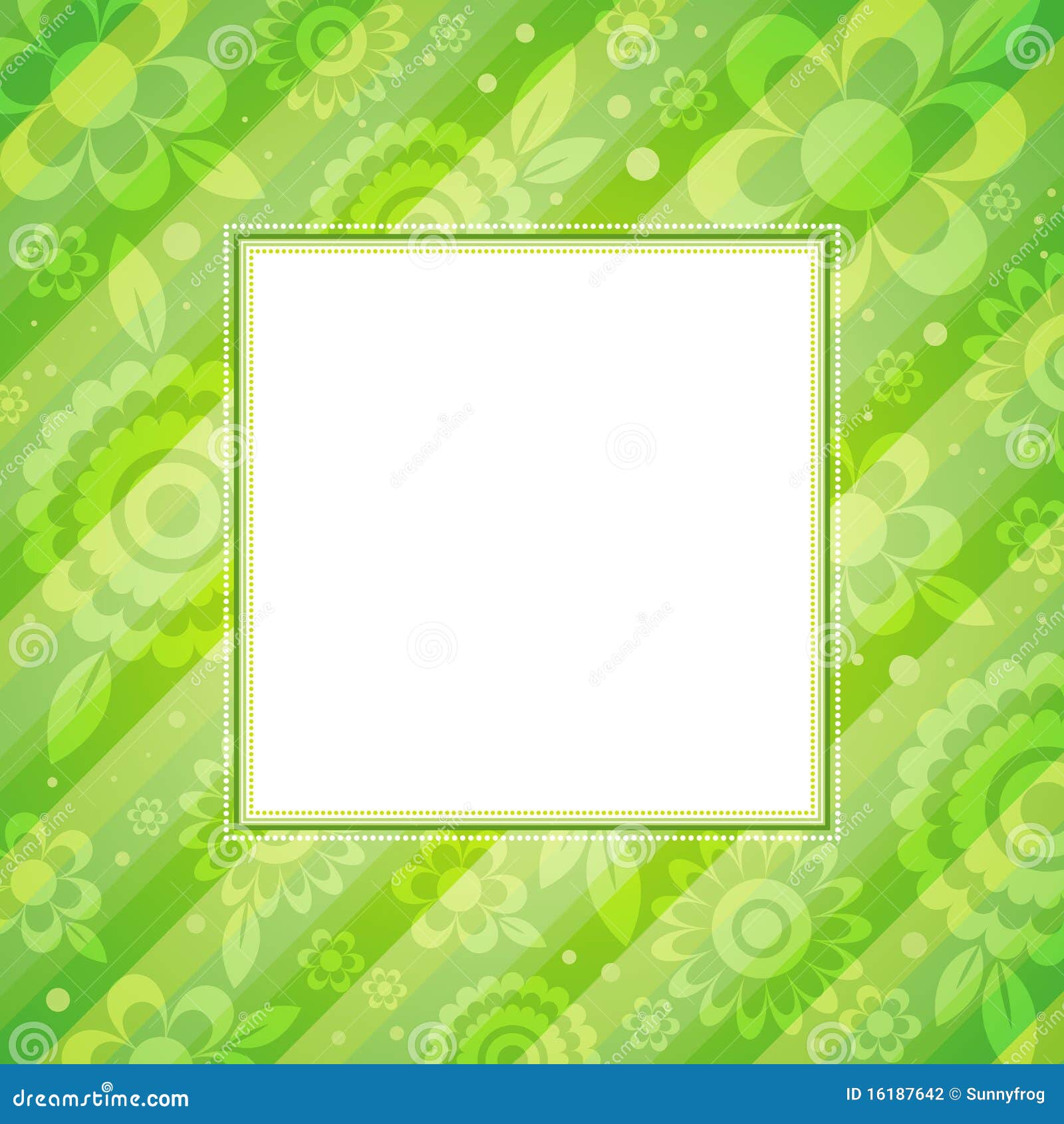 Frame with Flowers on Green Background Stock Vector - Illustration of ...