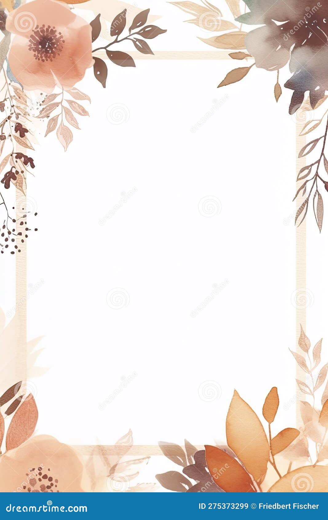 Frame with Flowers and Leaves in Boho Style with Space for Text ...