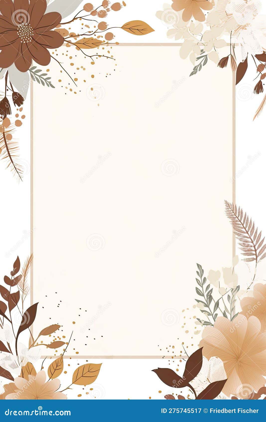 Frame with Flowers and Leaves in Boho Style with Space for Text ...
