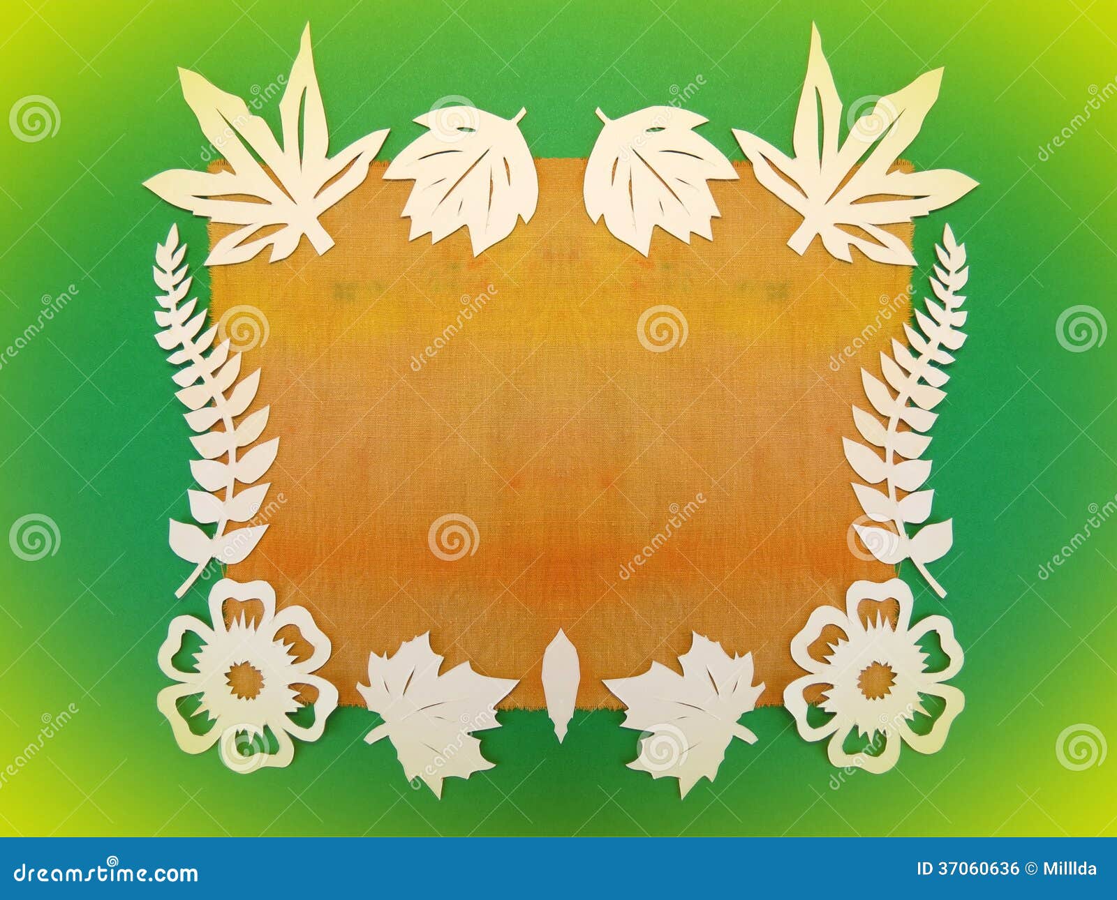 Frame from Flowers and Leaves. Paper Cutting. Stock Photo - Image of ...